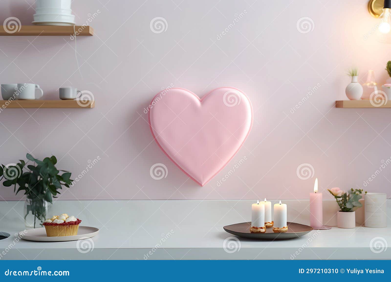 Heart-shaped Decor Hanging on the Wall in a Light Room Stock Photo ...