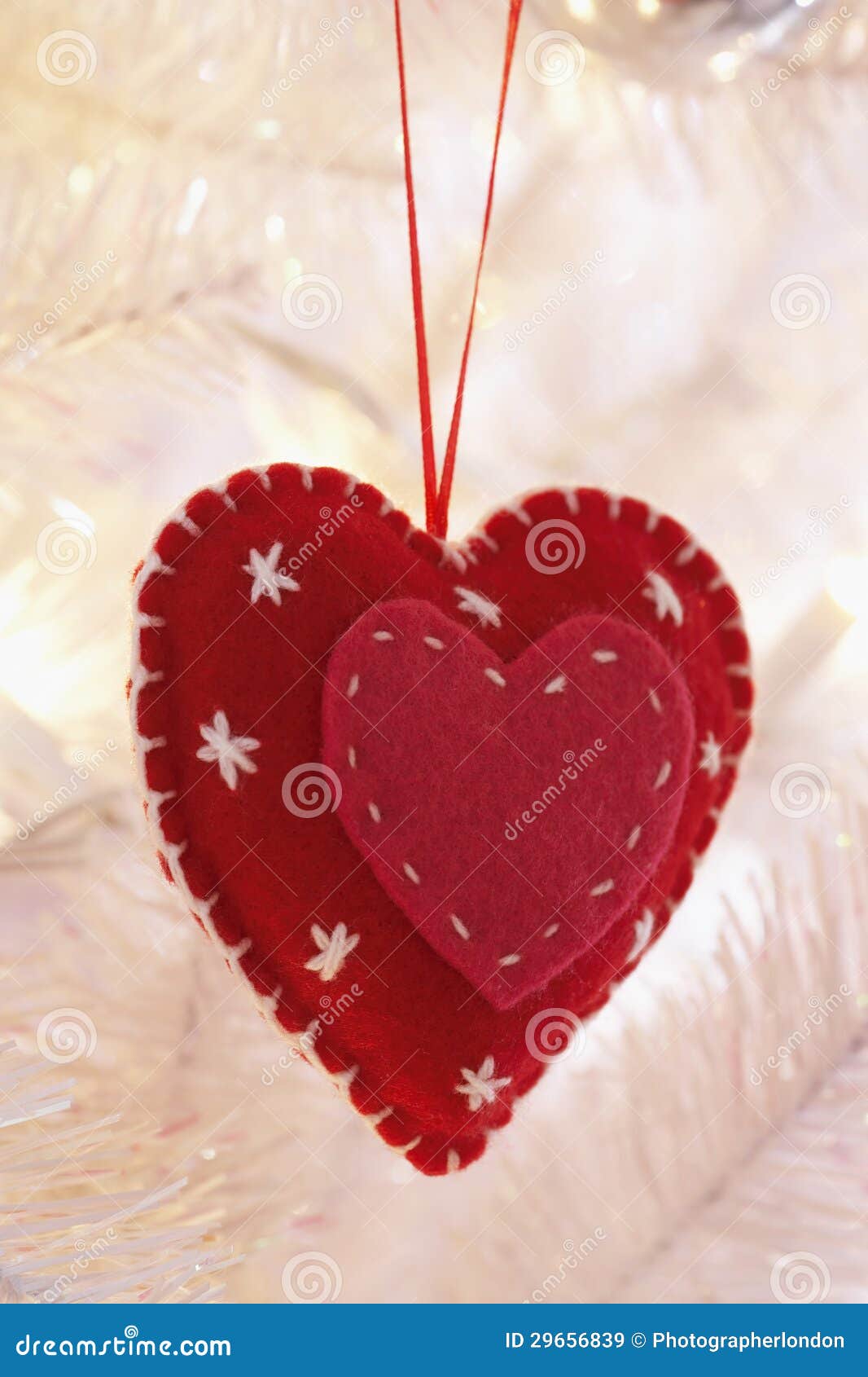 Heart Shaped Decoration Hanging on Christmas Tree Stock Image - Image ...