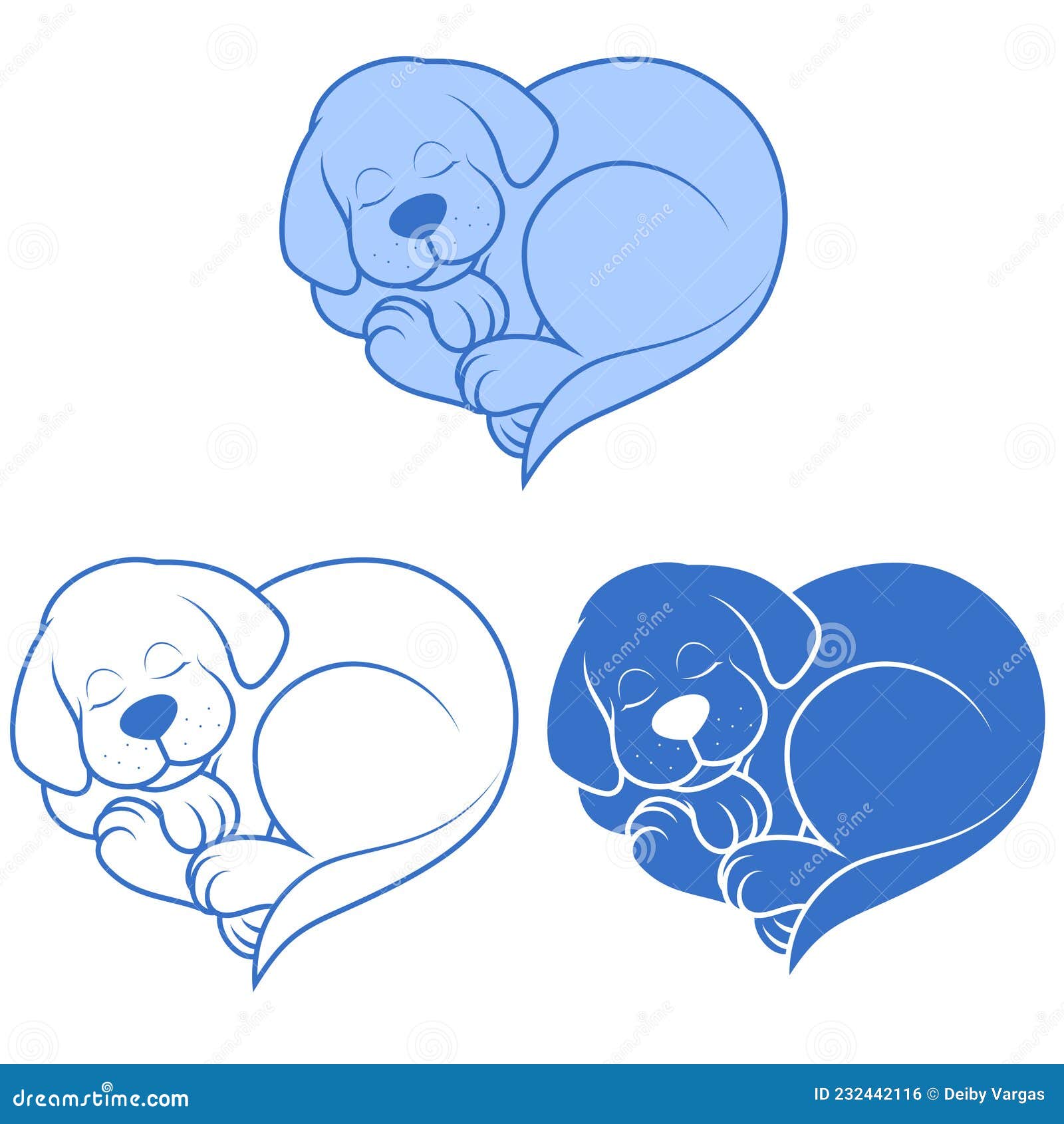 Heart Shaped Dog Illustration Stock Vector - Illustration of beast ...