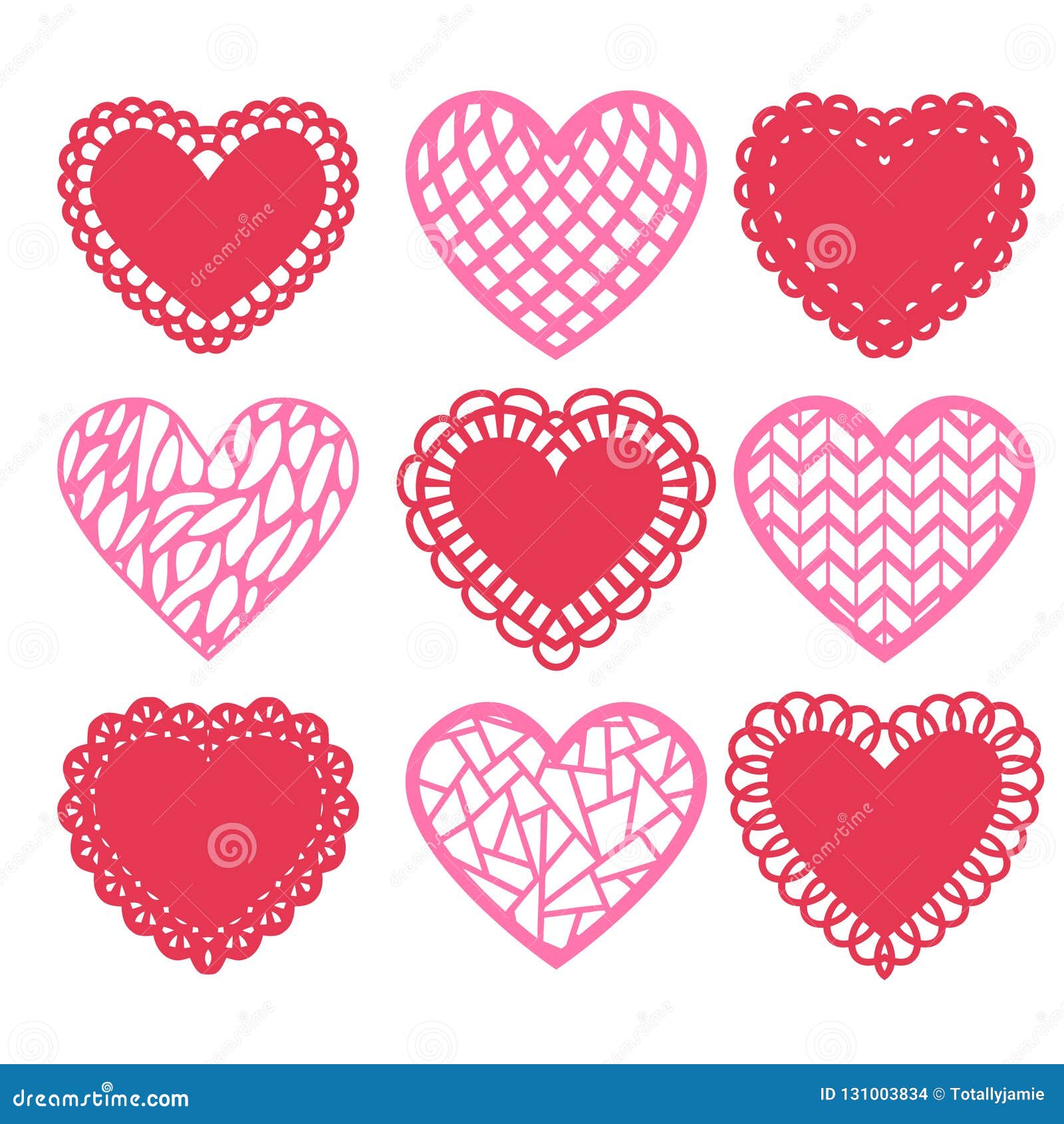 Heart Shaped Doilies Decoration Set Stock Vector - Illustration of ...