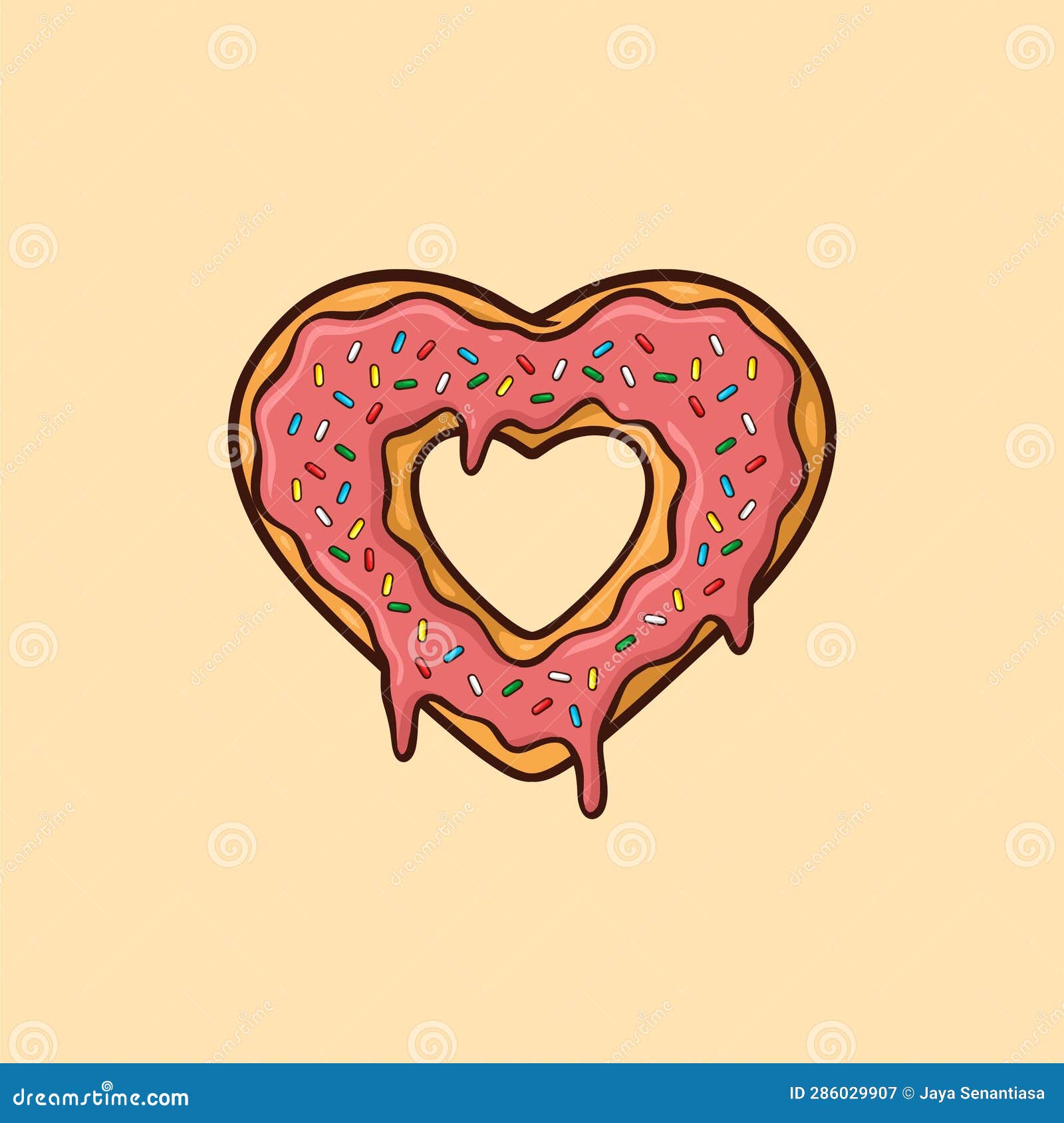 Heart Shaped Donut Cartoon Vector Stock Vector - Illustration of brand ...