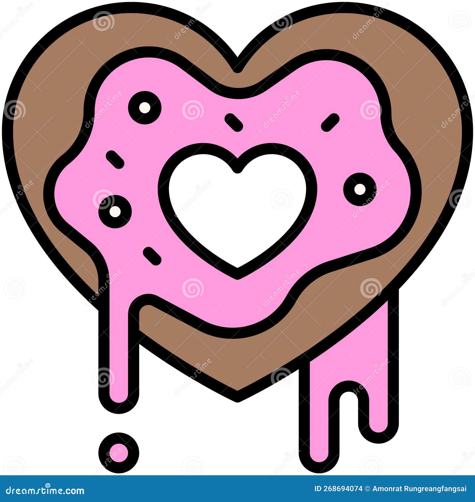 Heart Shaped Donut Icon, Love and Heart Vector Stock Vector ...