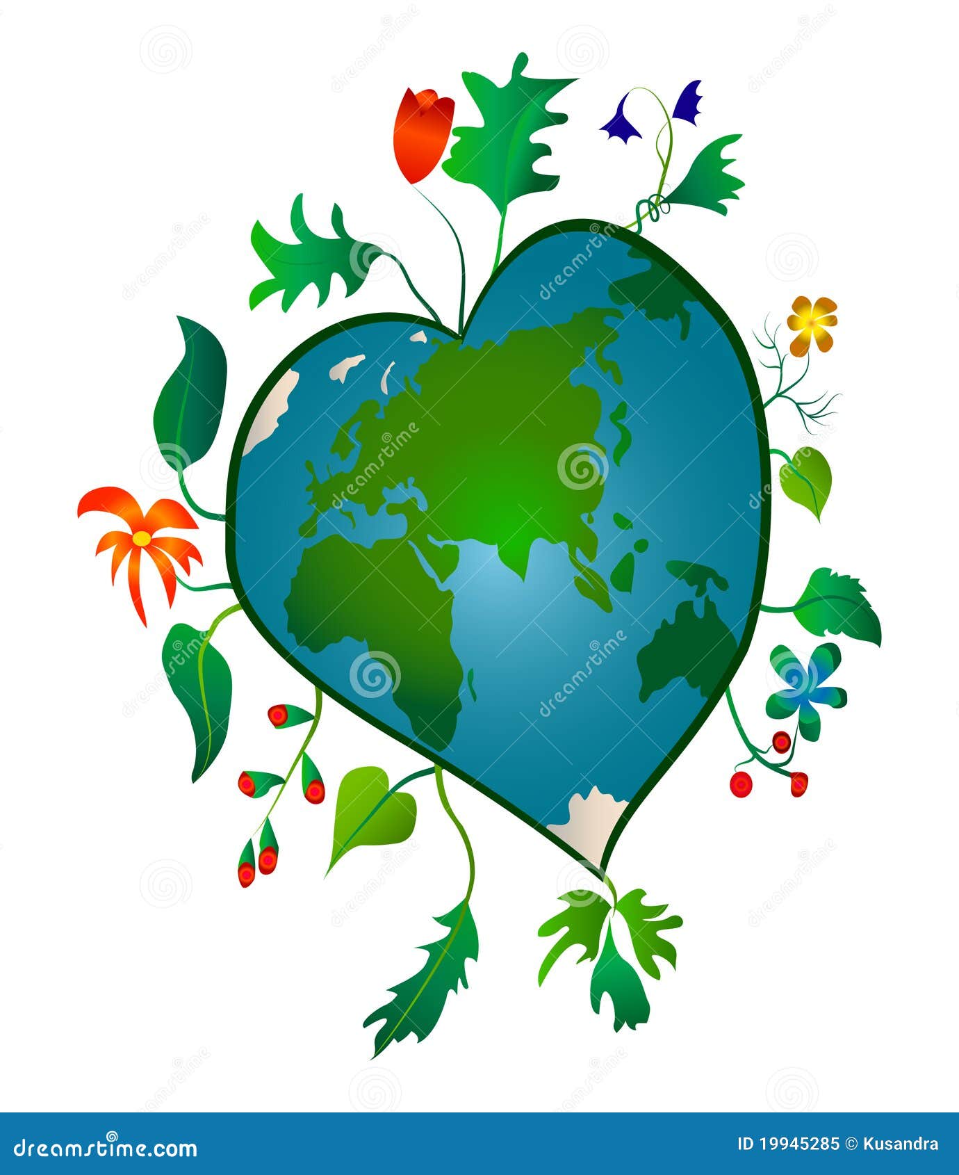 Heart-shaped Earth stock vector. Illustration of water - 19945285