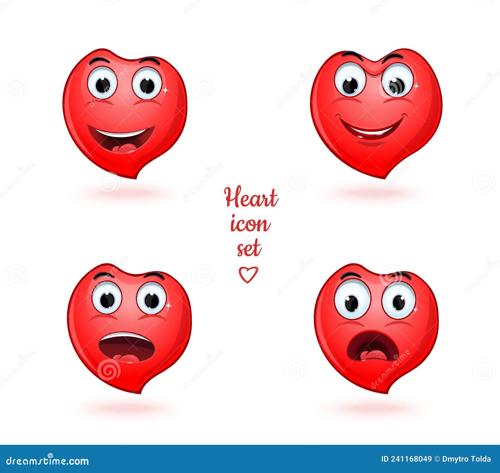 Heart Shaped Emoji Set with Different Emotions Stock Illustration ...