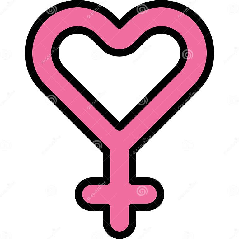 Heart Shaped Female Gender Symbol Icon International Women`s Day