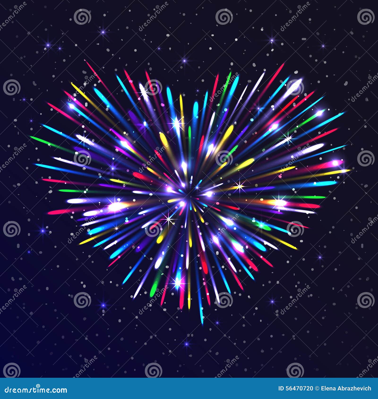 Heart-shaped firework stock vector. Illustration of glow - 56470720
