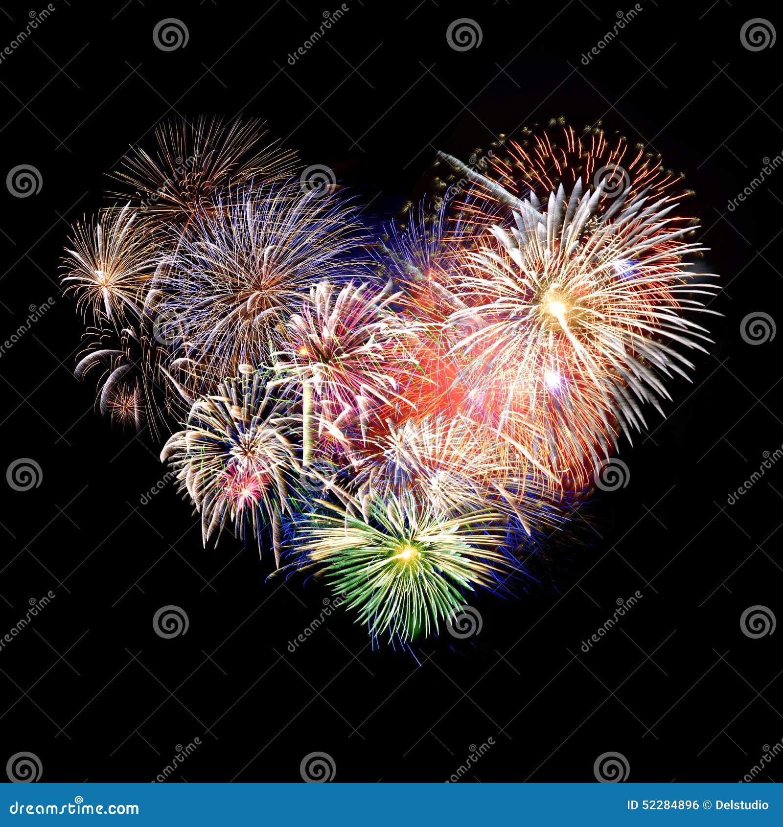 Heart shaped fireworks stock photo. Image of explode - 52284896