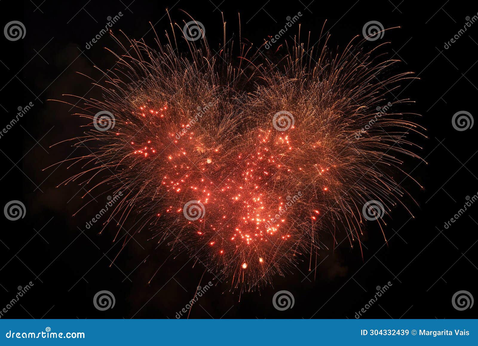 Heart Shaped Fireworks in the Night Sky Stock Illustration ...