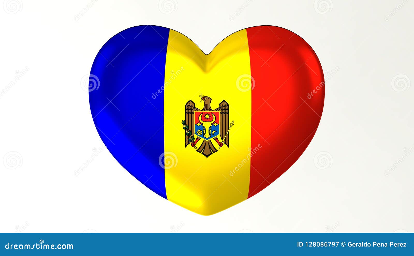 Heart-shaped Flag 3D Illustration I Love Moldova Stock Illustration ...