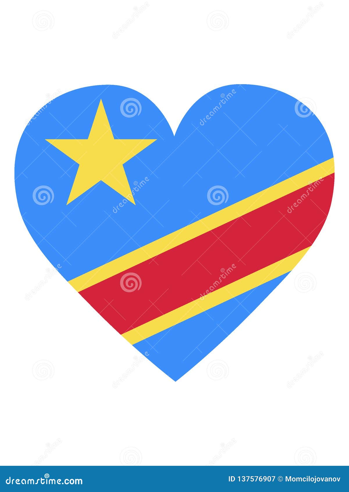 Heart Shaped Flag Of Democratic Republic Of The Congo Stock Vector