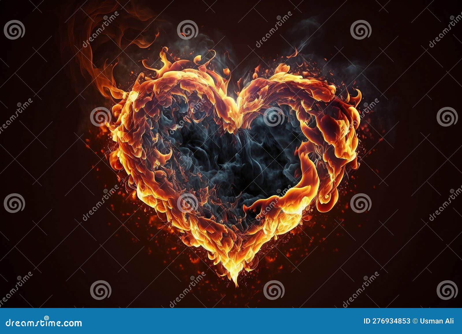 A Heart Shaped Formation of Flames and Lava. AI Stock Illustration ...