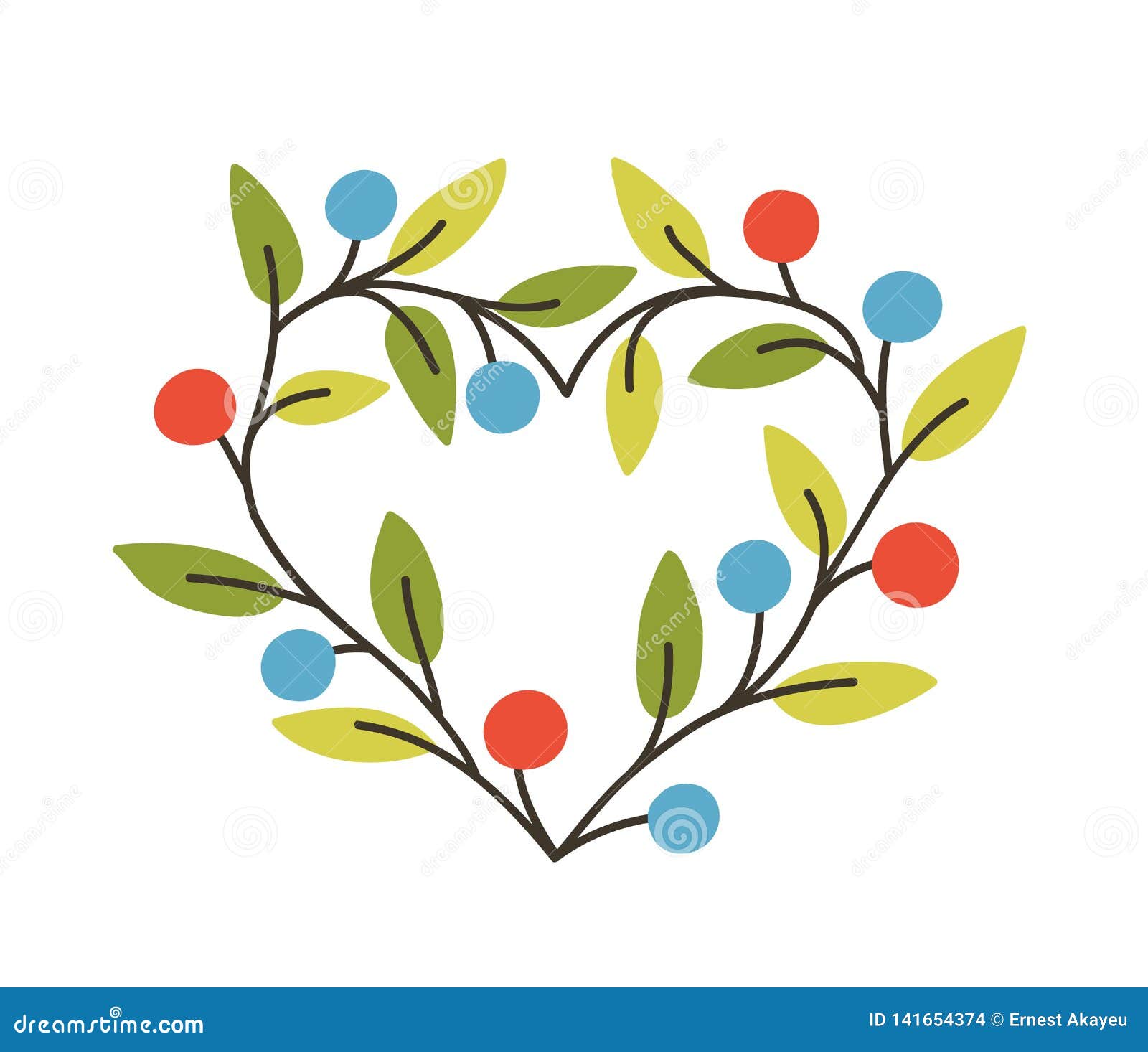 Heart-shaped Frame or Border Made of Branches with Berries and Leaves ...