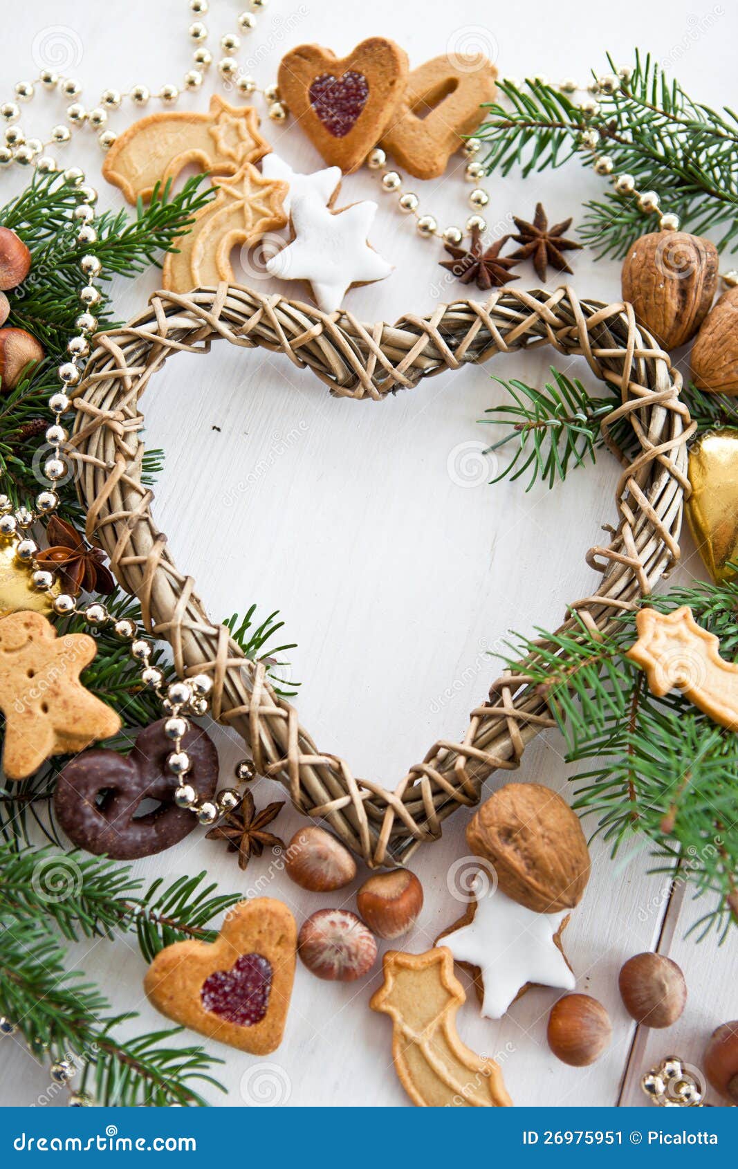 Heart-shaped Frame with Christmas Decoration Stock Image - Image of ...