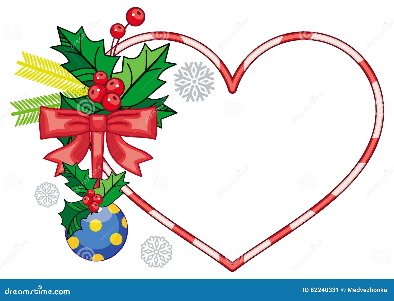 Heart-shaped Frame with Christmas Decorations. Stock Illustration ...