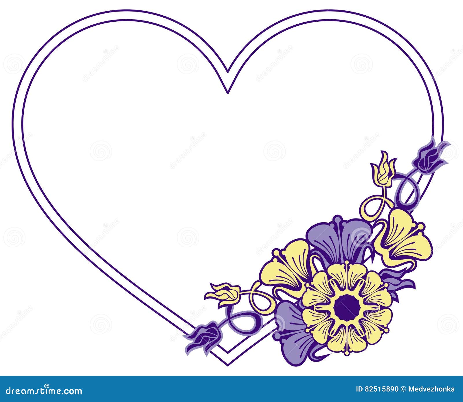 Heart-shaped Frame with Decorative Flowers. Stock Illustration ...