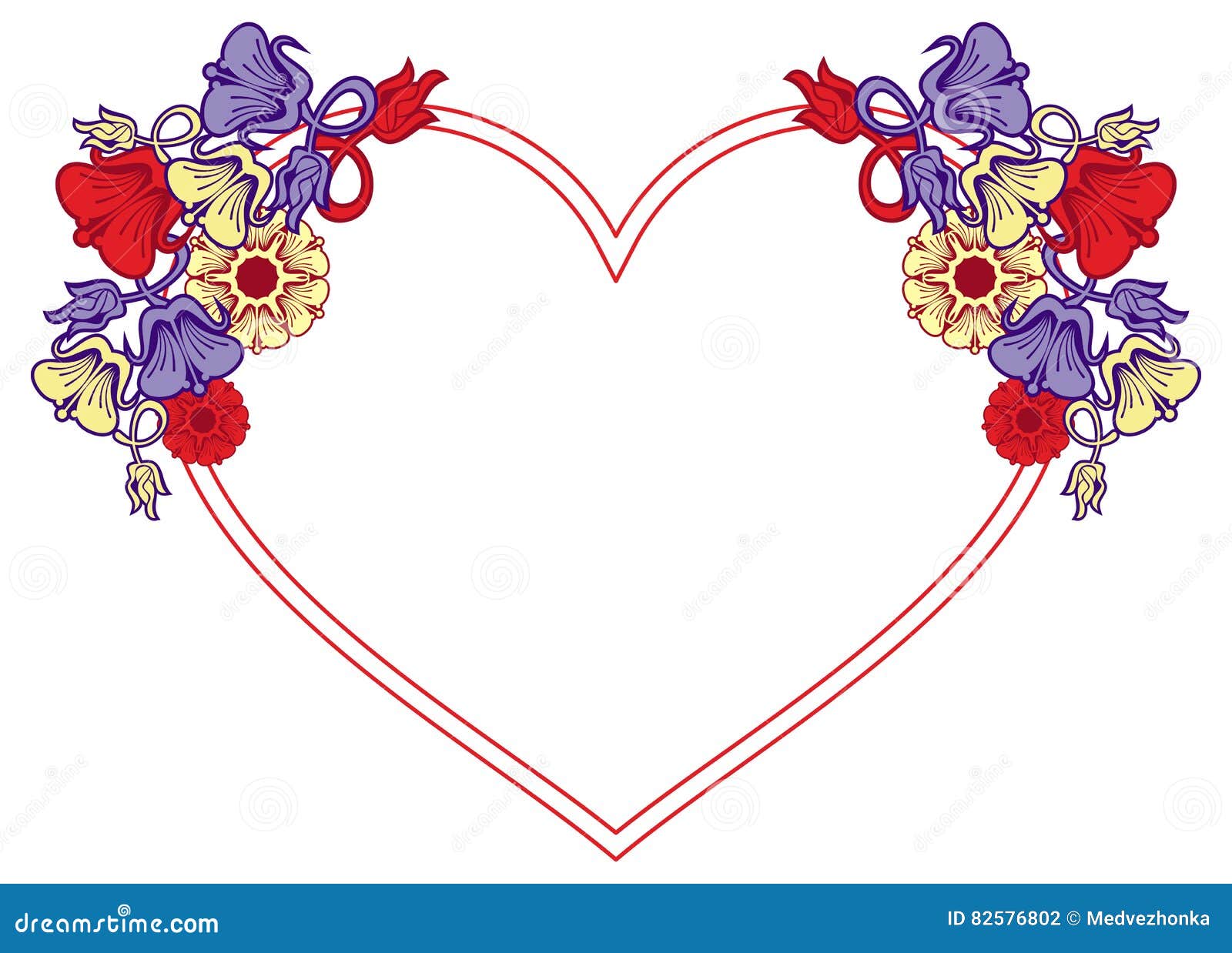 Heart-shaped Frame with Decorative Flowers. Stock Illustration ...