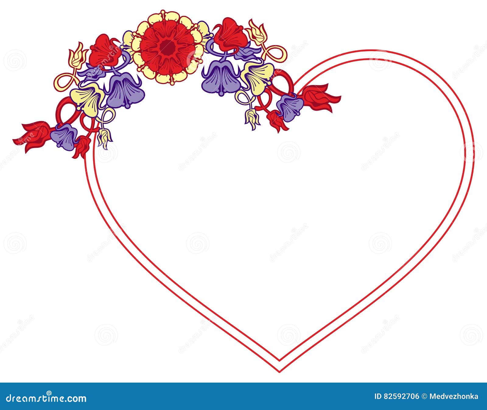 Heart-shaped Frame with Decorative Flowers. Stock Illustration ...