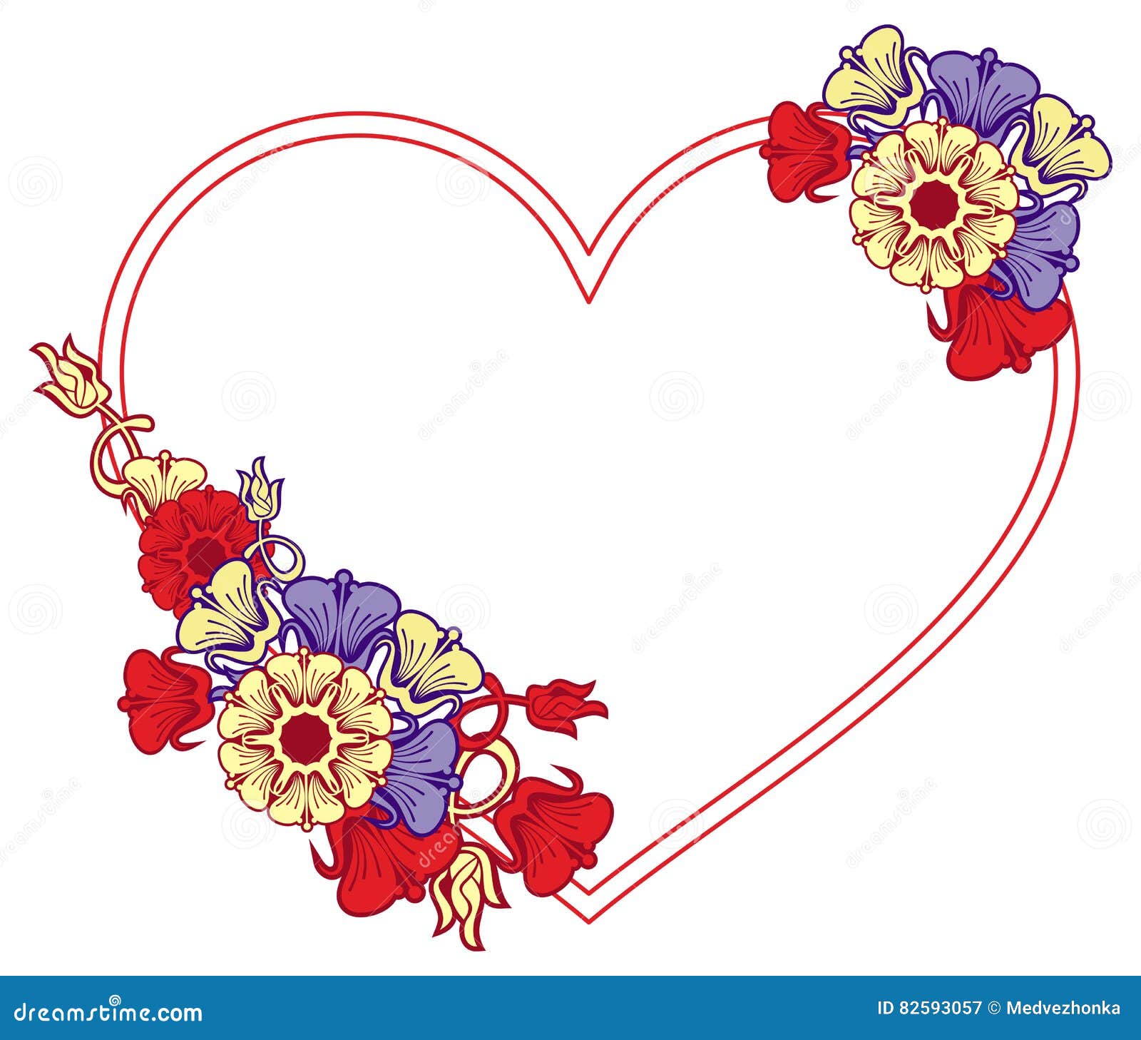 Heart-shaped Frame with Decorative Flowers. Stock Illustration ...