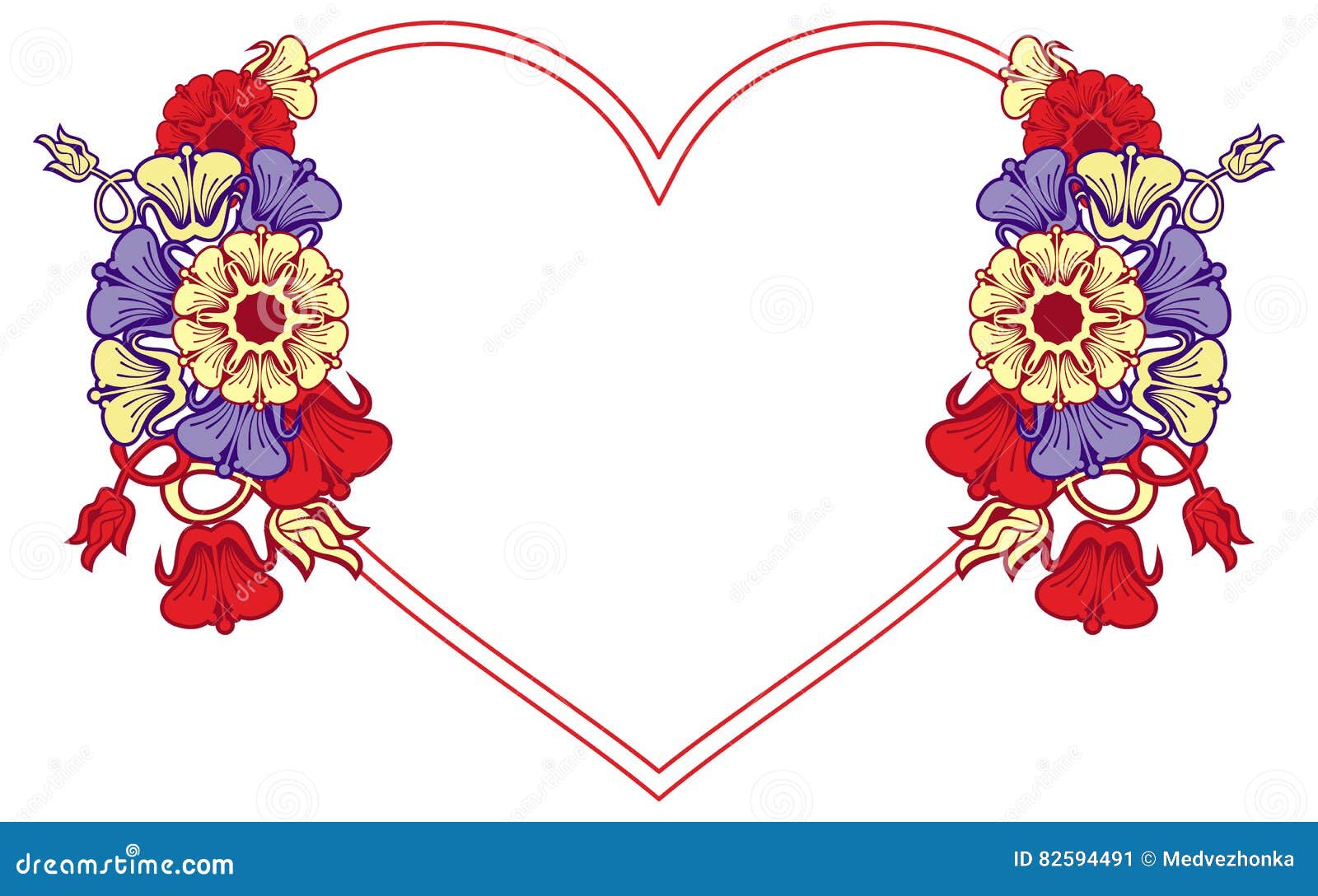 Heart-shaped Frame with Decorative Flowers. Stock Illustration ...