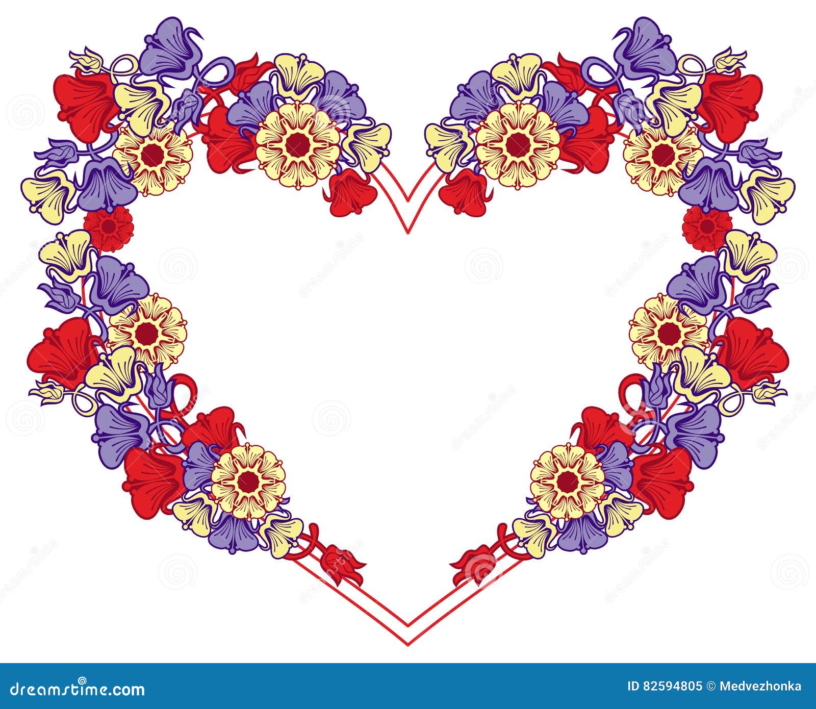 Heart-shaped Frame with Decorative Flowers. Stock Illustration ...