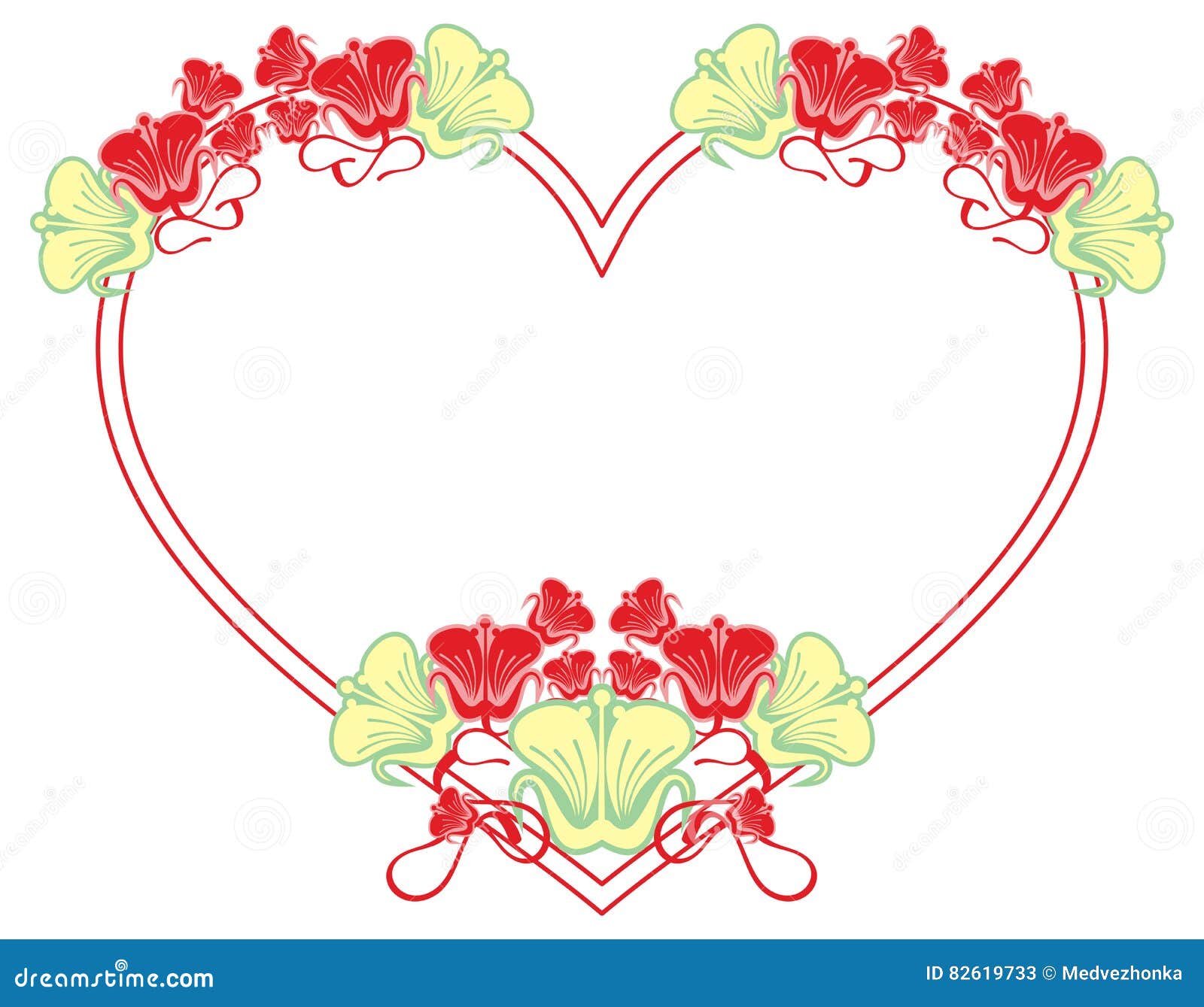 Heart-shaped Frame with Decorative Flowers. Stock Illustration ...