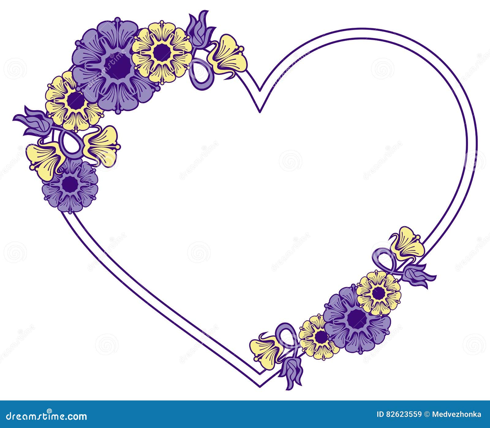 Heart-shaped Frame with Decorative Flowers. Stock Illustration ...