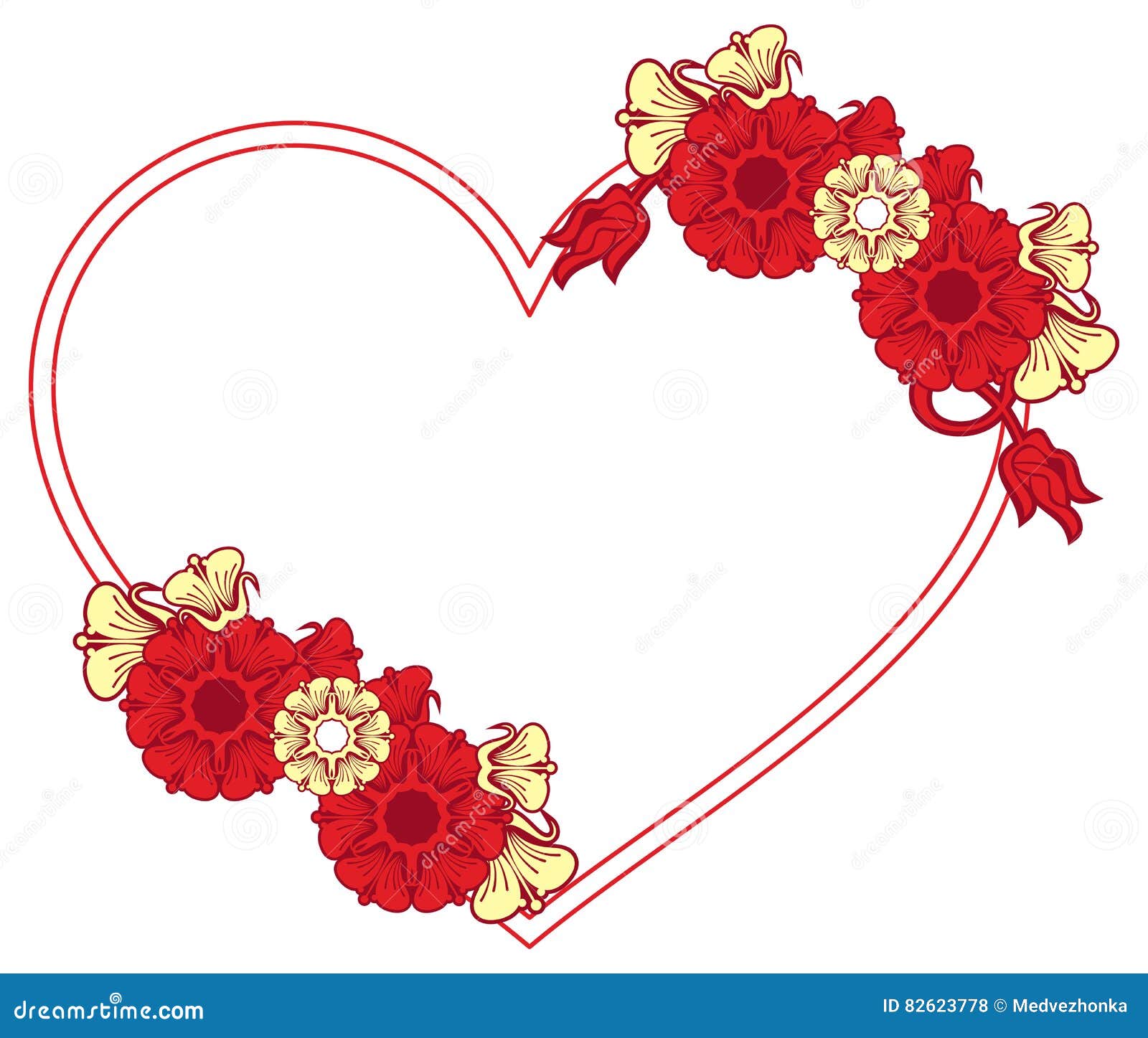 Heart-shaped Frame with Decorative Flowers. Stock Illustration ...