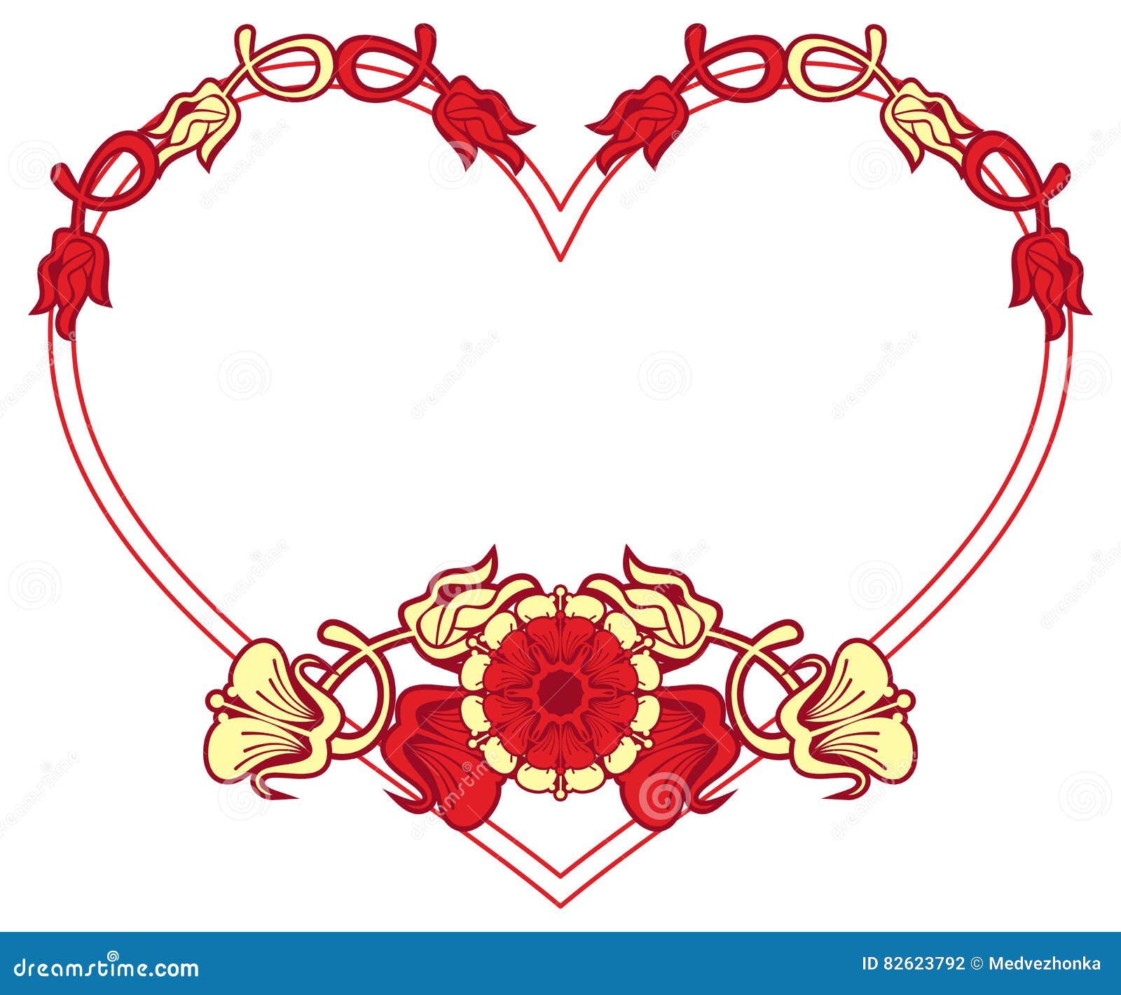 Heart-shaped Frame with Decorative Flowers. Stock Illustration ...