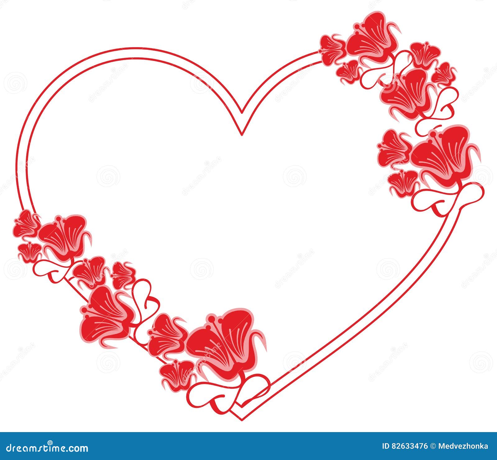 Heart-shaped Frame with Decorative Flowers. Stock Illustration ...