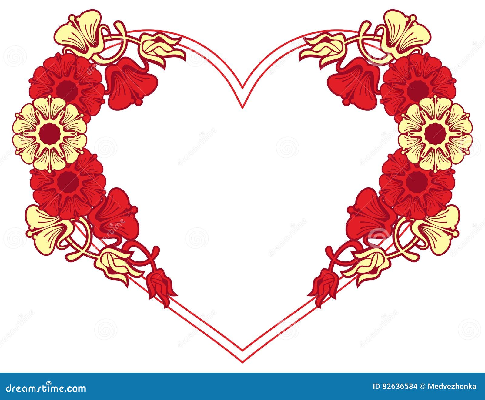 Heart-shaped Frame with Decorative Flowers. Stock Illustration ...