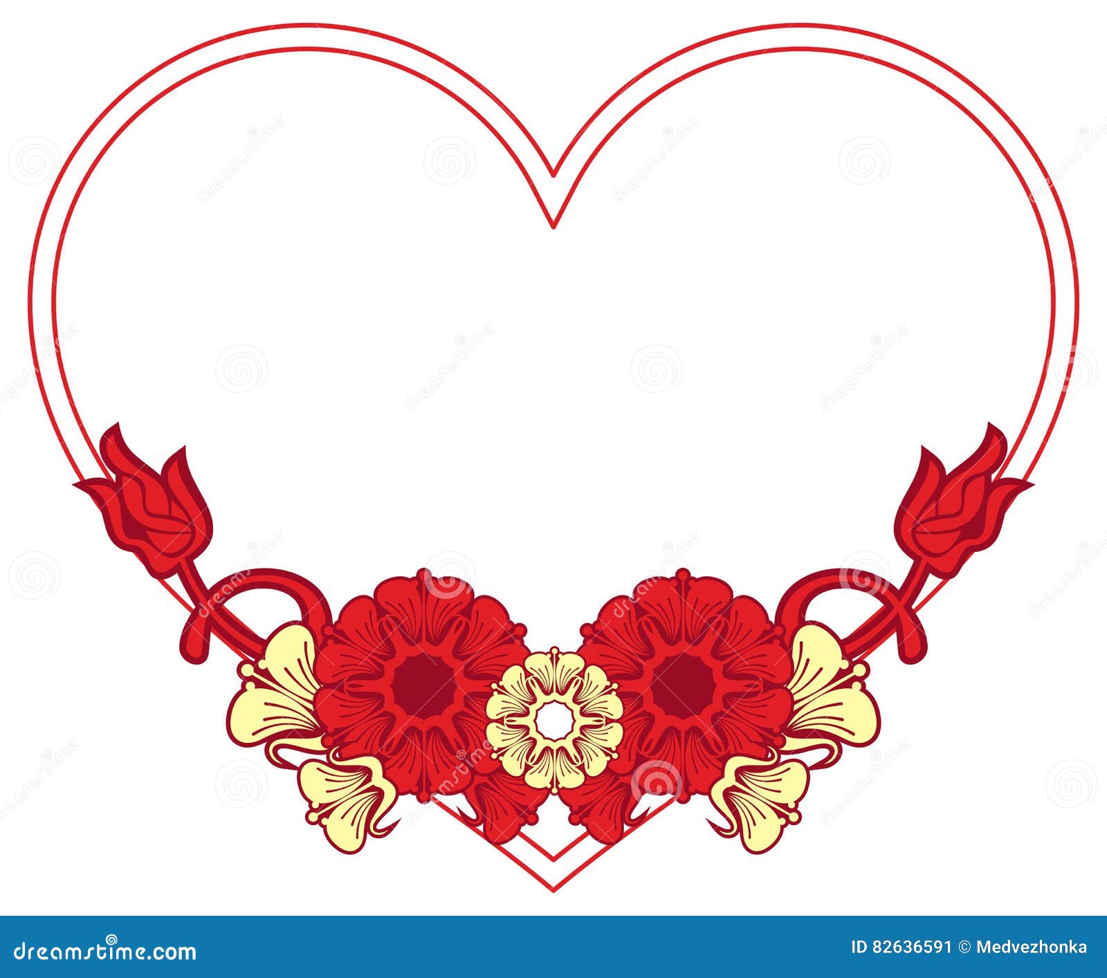 Heart-shaped Frame with Decorative Flowers. Stock Illustration ...