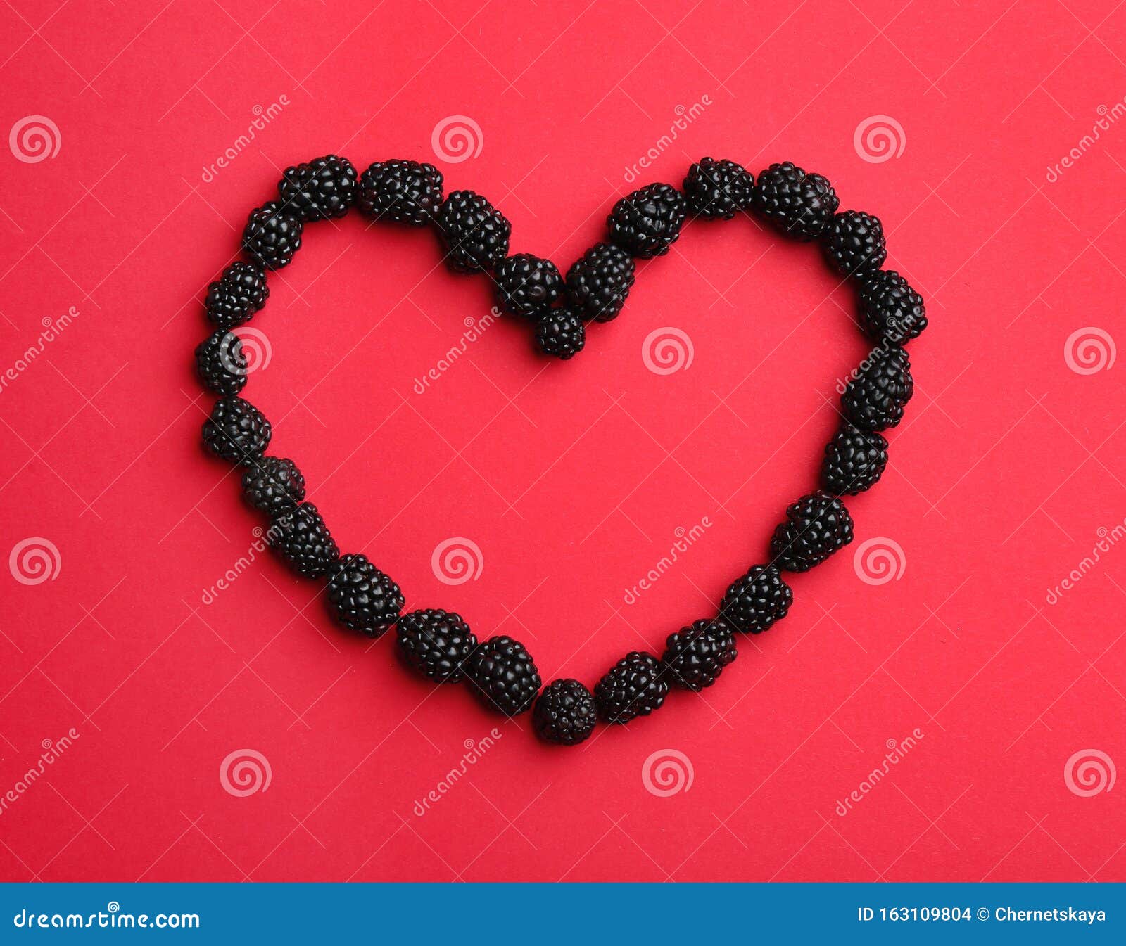 Heart Shaped Frame Made of Fresh Blackberries on Background, Top View ...