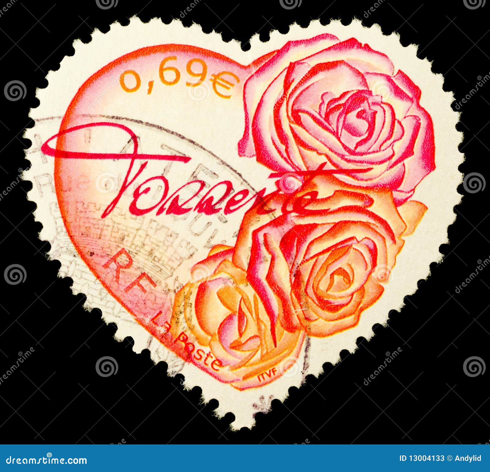 Heart Shaped French Postage Stamp Editorial Stock Photo - Image of ...