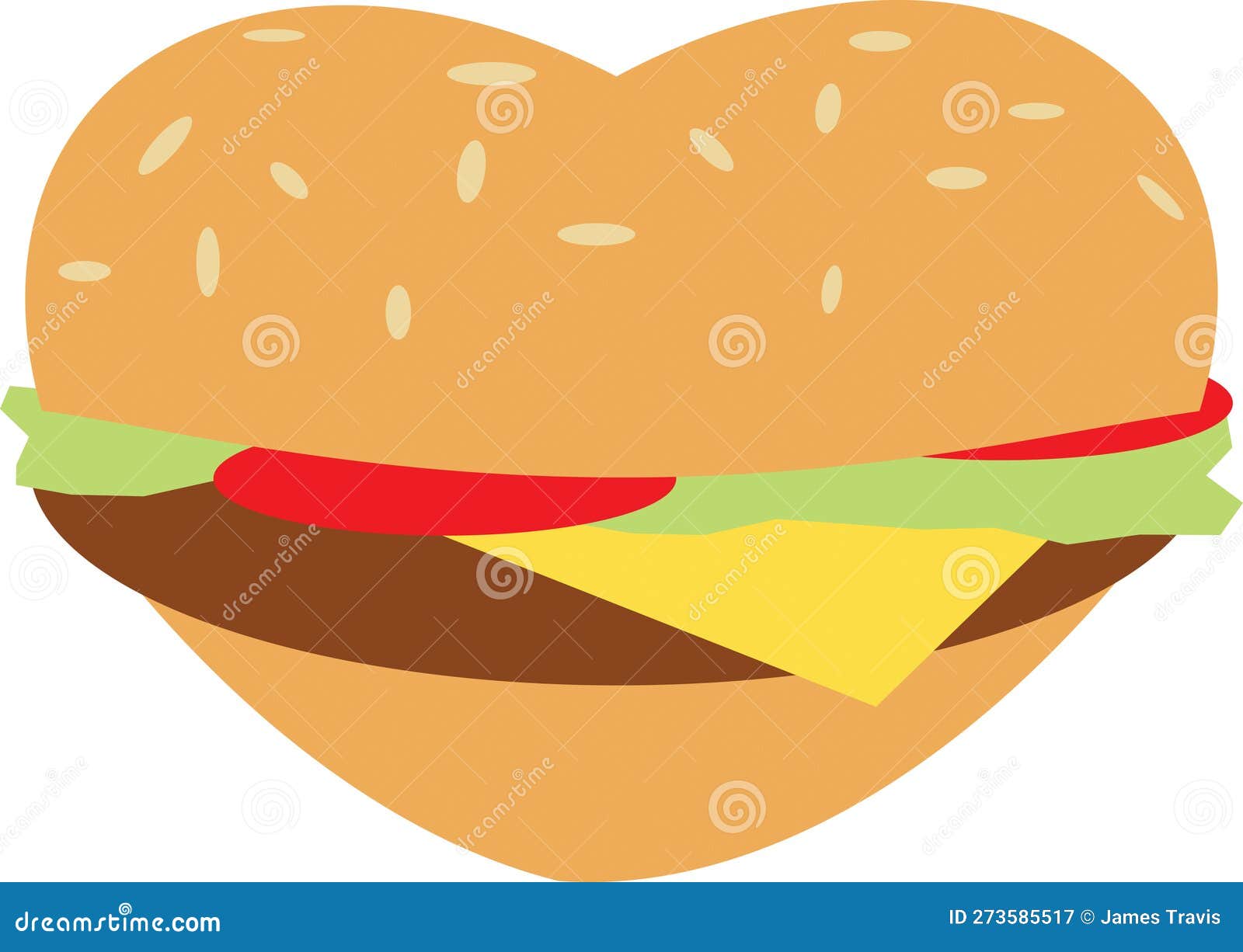 Heart Shaped Hamburger Illustration Stock Illustration - Illustration ...