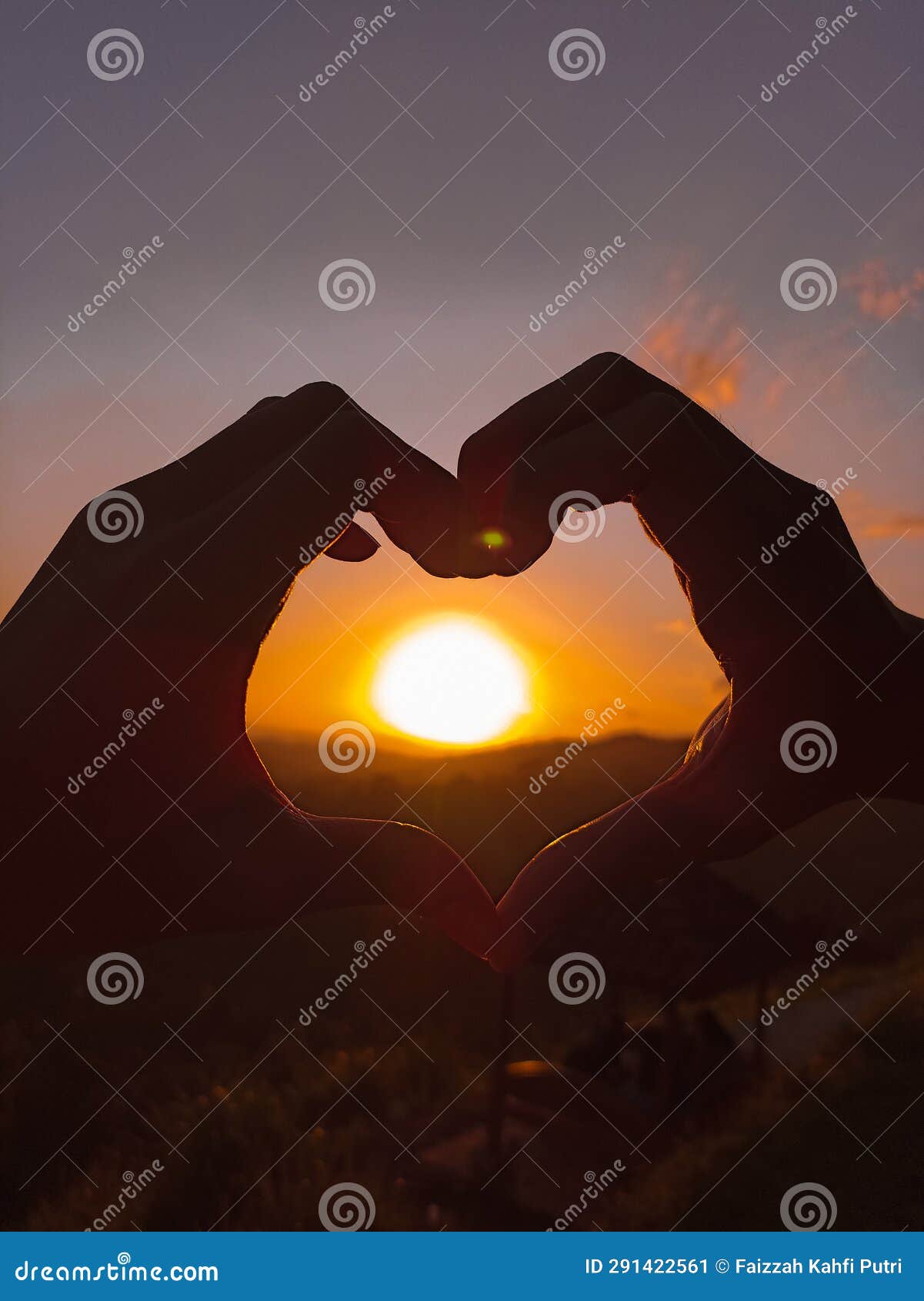 Heart Shaped Hands with Sunset View Stock Image - Image of love, view ...