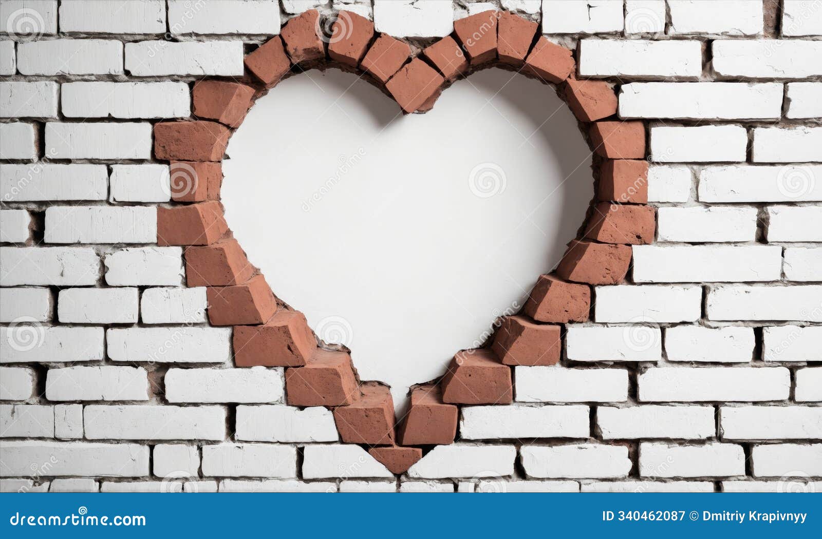 Heart-shaped Hole in White Brick Wall Stock Illustration - Illustration ...