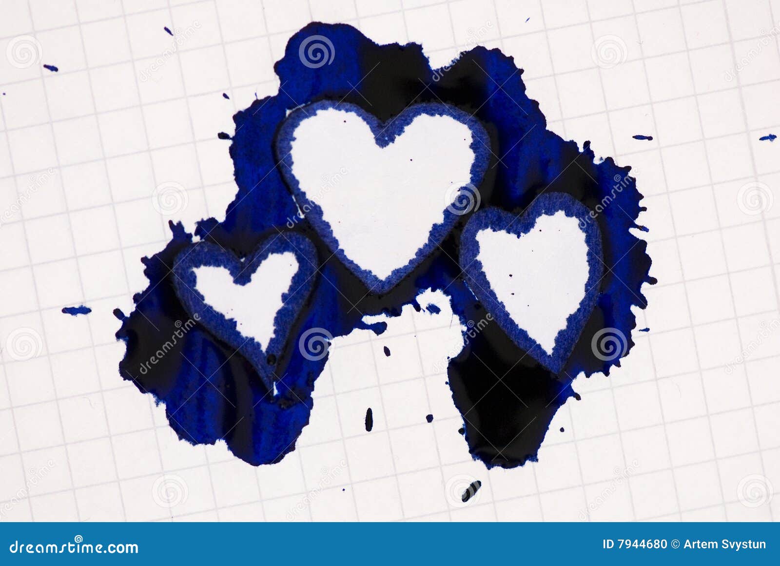 Heart Shaped Ink Blot on Paper Stock Photo - Image of valentine, three ...
