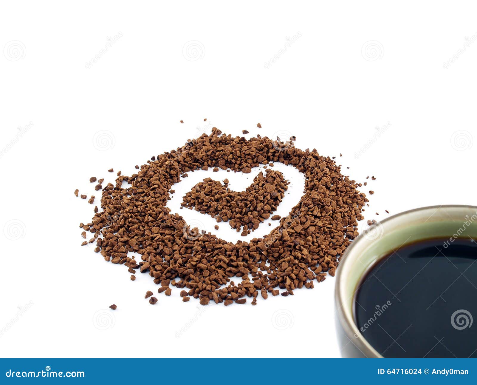 Heart Shape Drawing on Soluble Instant Coffee Powder and Part of ...