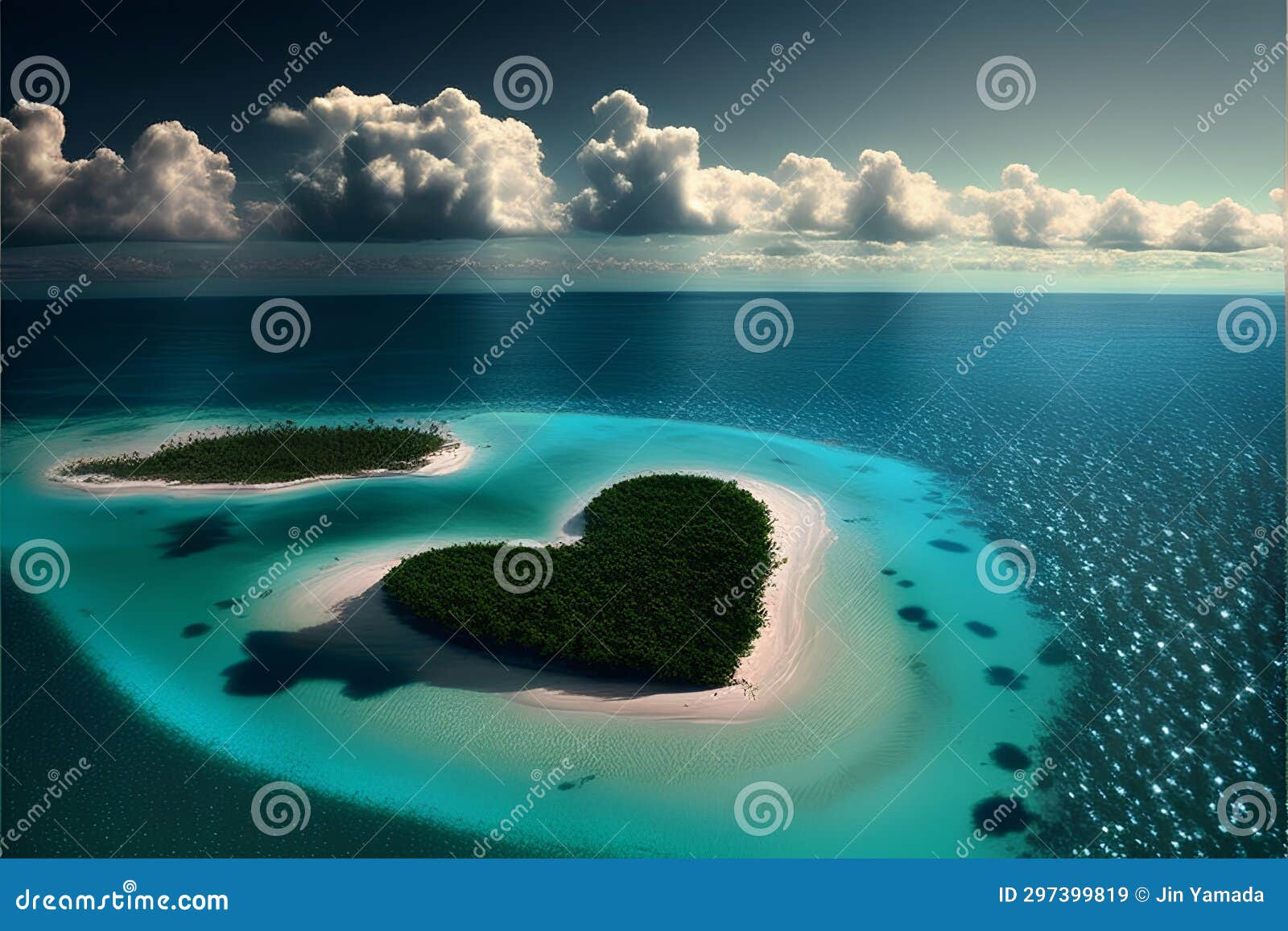 Heart Shaped Island in the Ocean at Maldives. this is a 3d Render ...