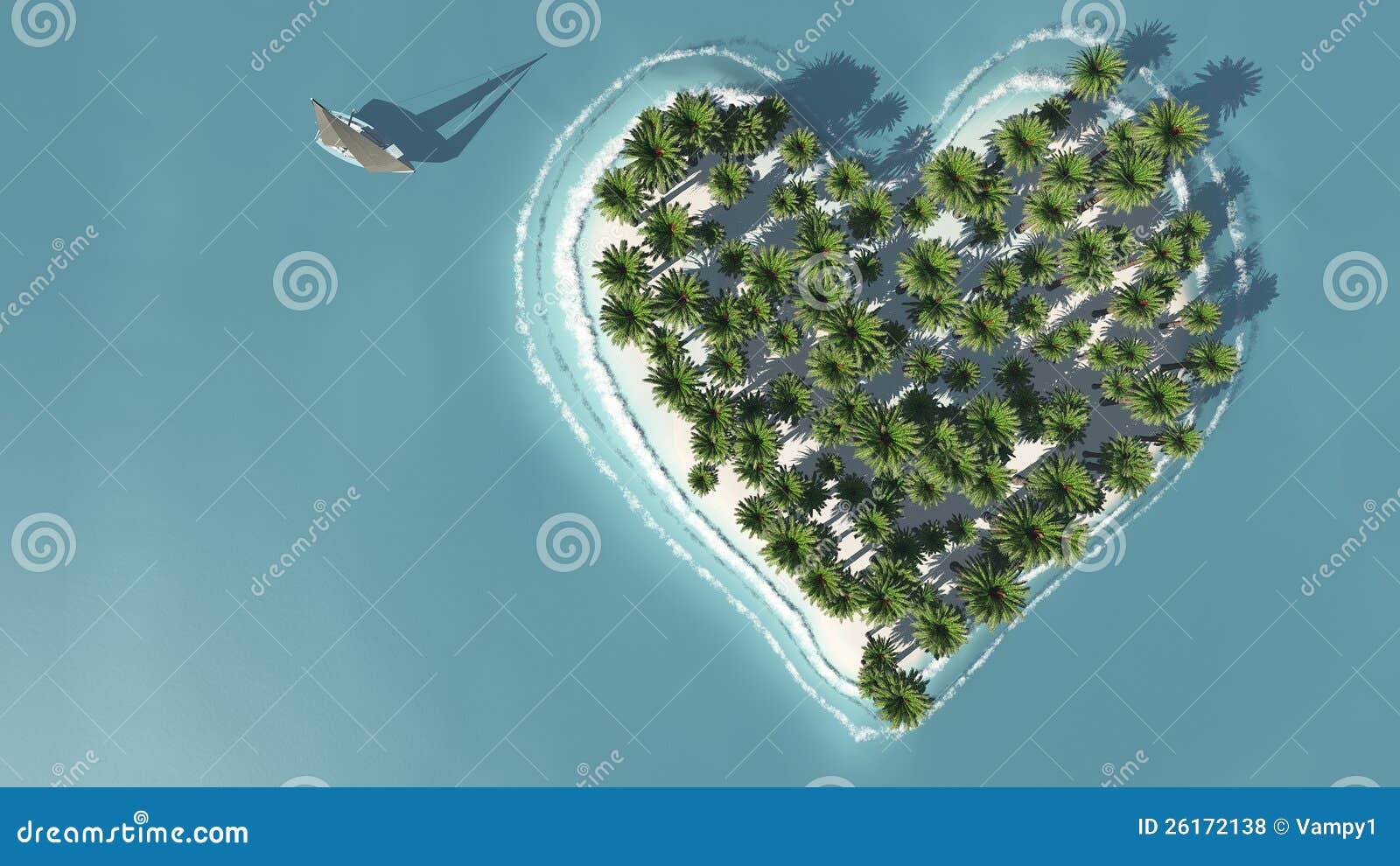 Heart-shaped Island View from Above Stock Illustration - Illustration ...