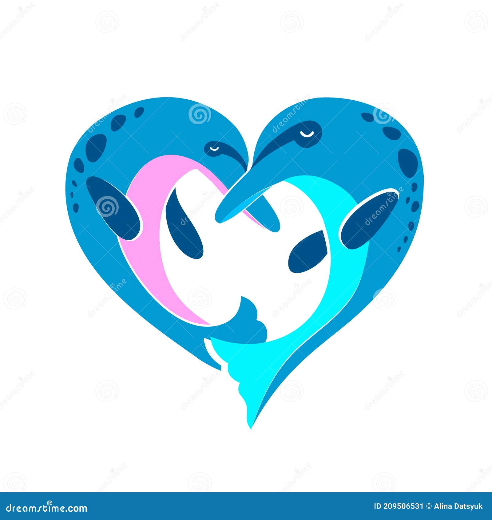 Heart Shaped Jumping Dolphins on White Background Stock Vector ...