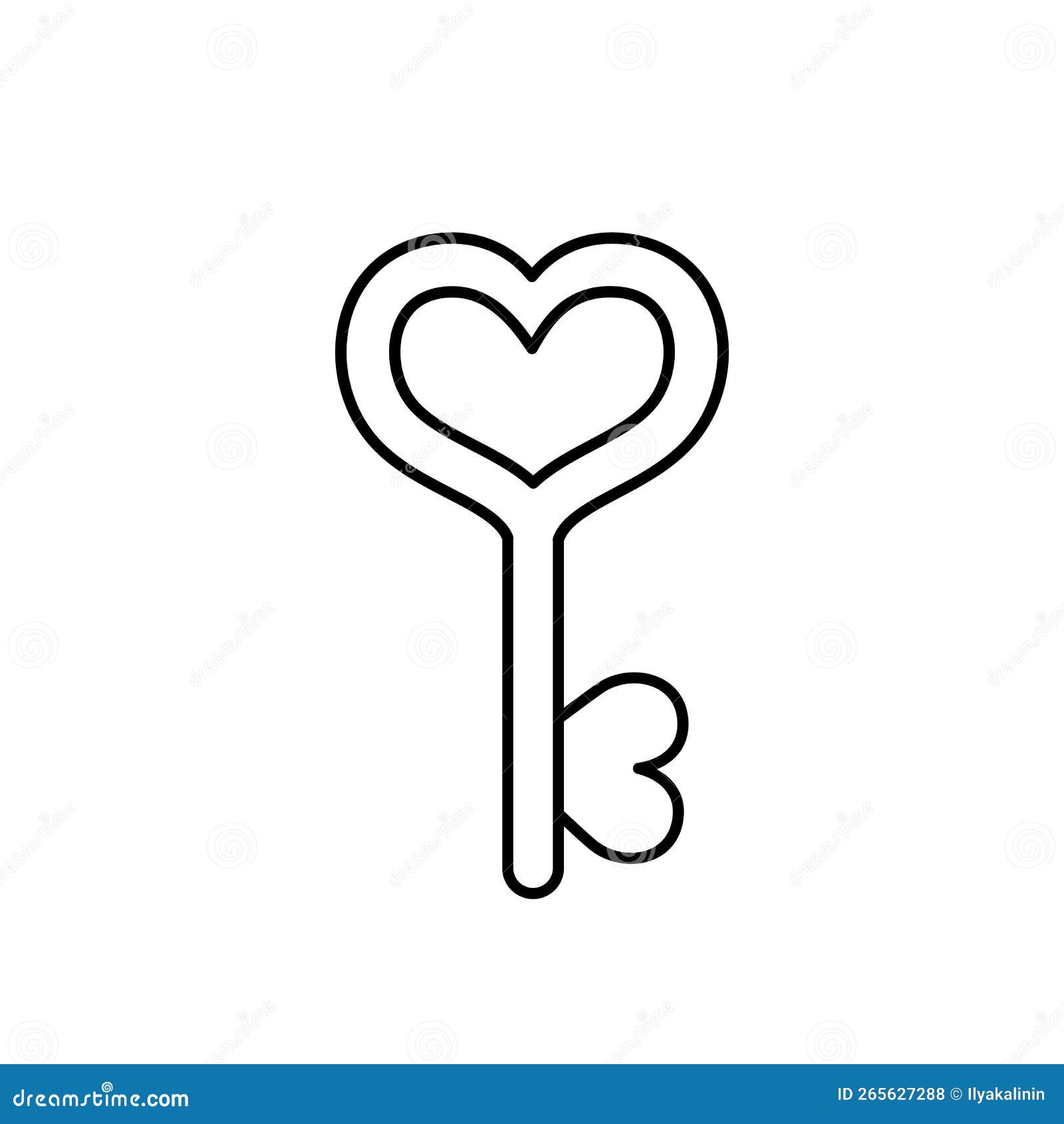 Heart Shaped Key. Vector Line. Editable Outline Stroke. Stock ...