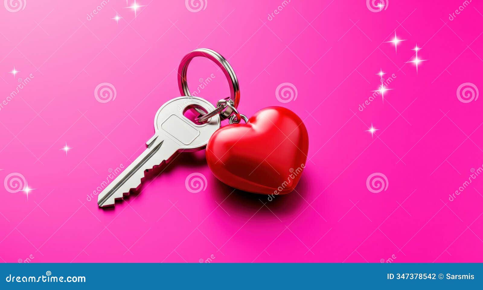 Heart-Shaped Keychain with Key on Pink Sparkling Background - Love and ...