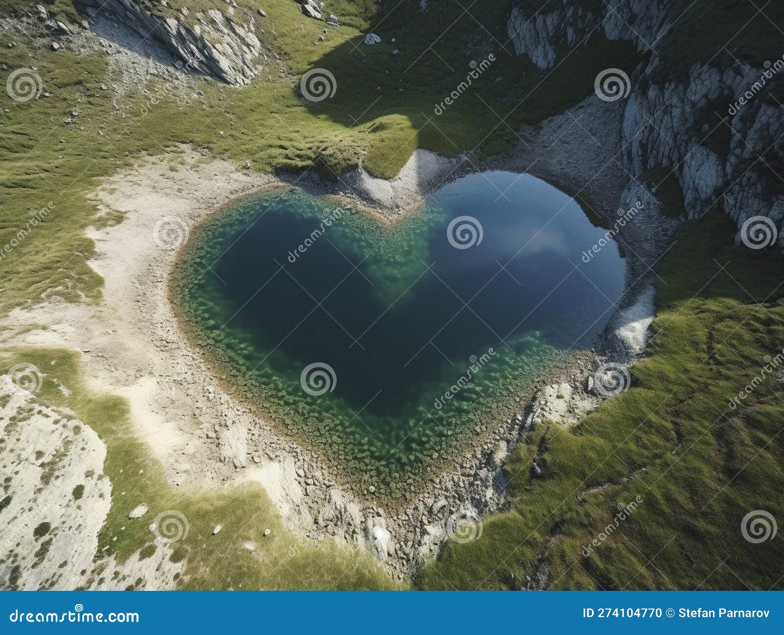 A Heart-shaped Lake in the Middle of Untouched Nature, Ai-generated ...