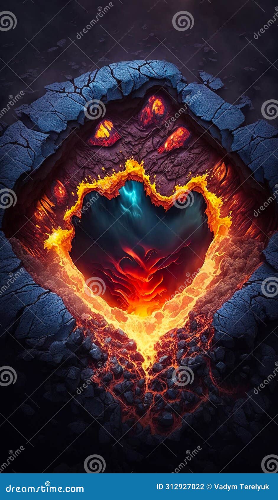 Heart Shaped Lava Pit. Generative AI Stock Photo - Image of burn ...