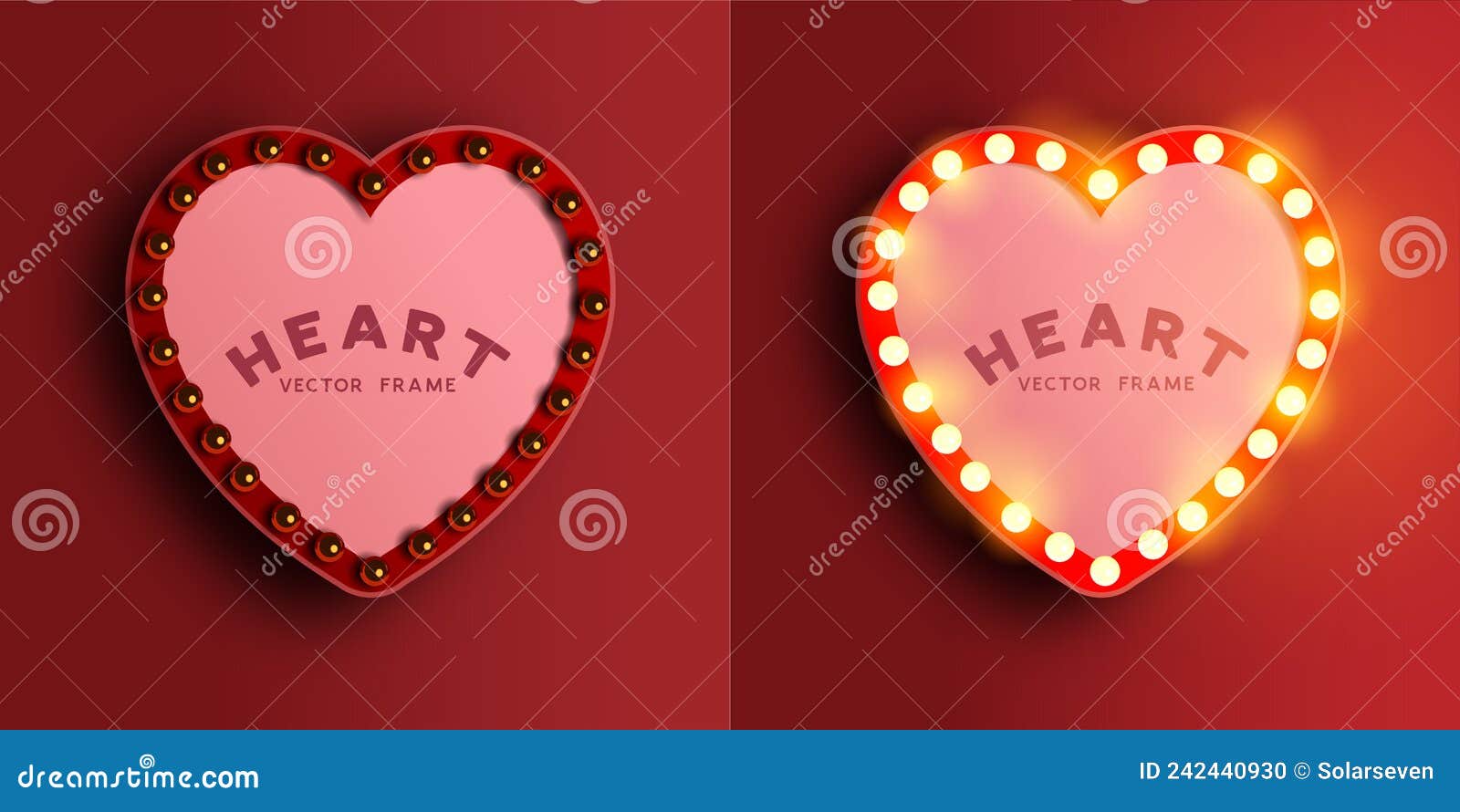 Heart Shaped Light Box Frame Vector Stock Vector - Illustration of ...