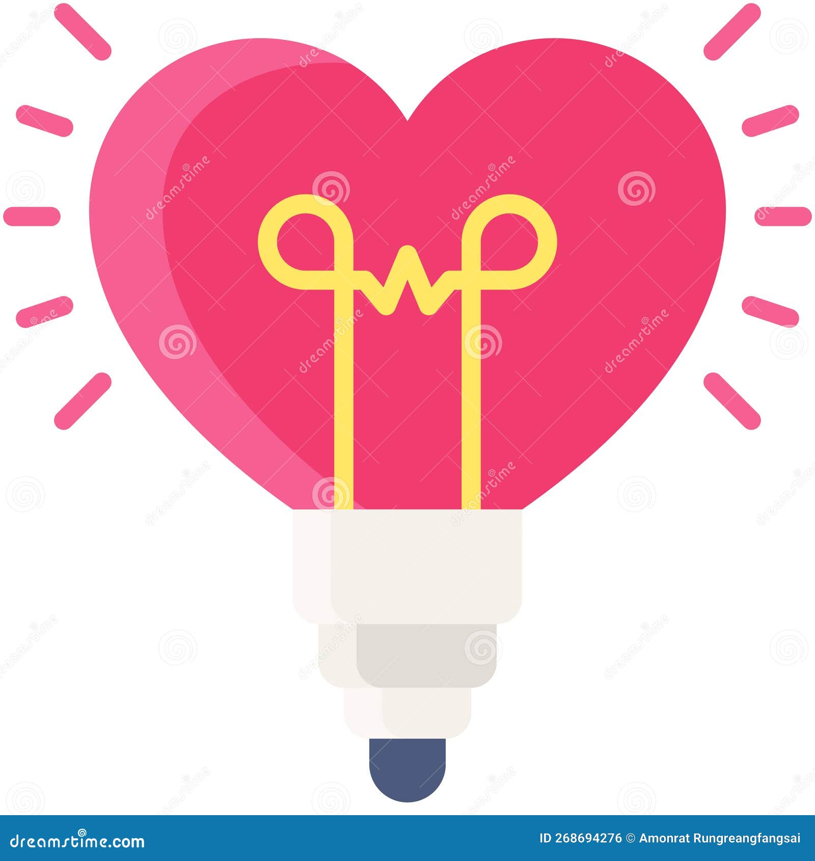 Heart Shaped Light Bulb Icon, Love and Heart Vector Stock Vector ...