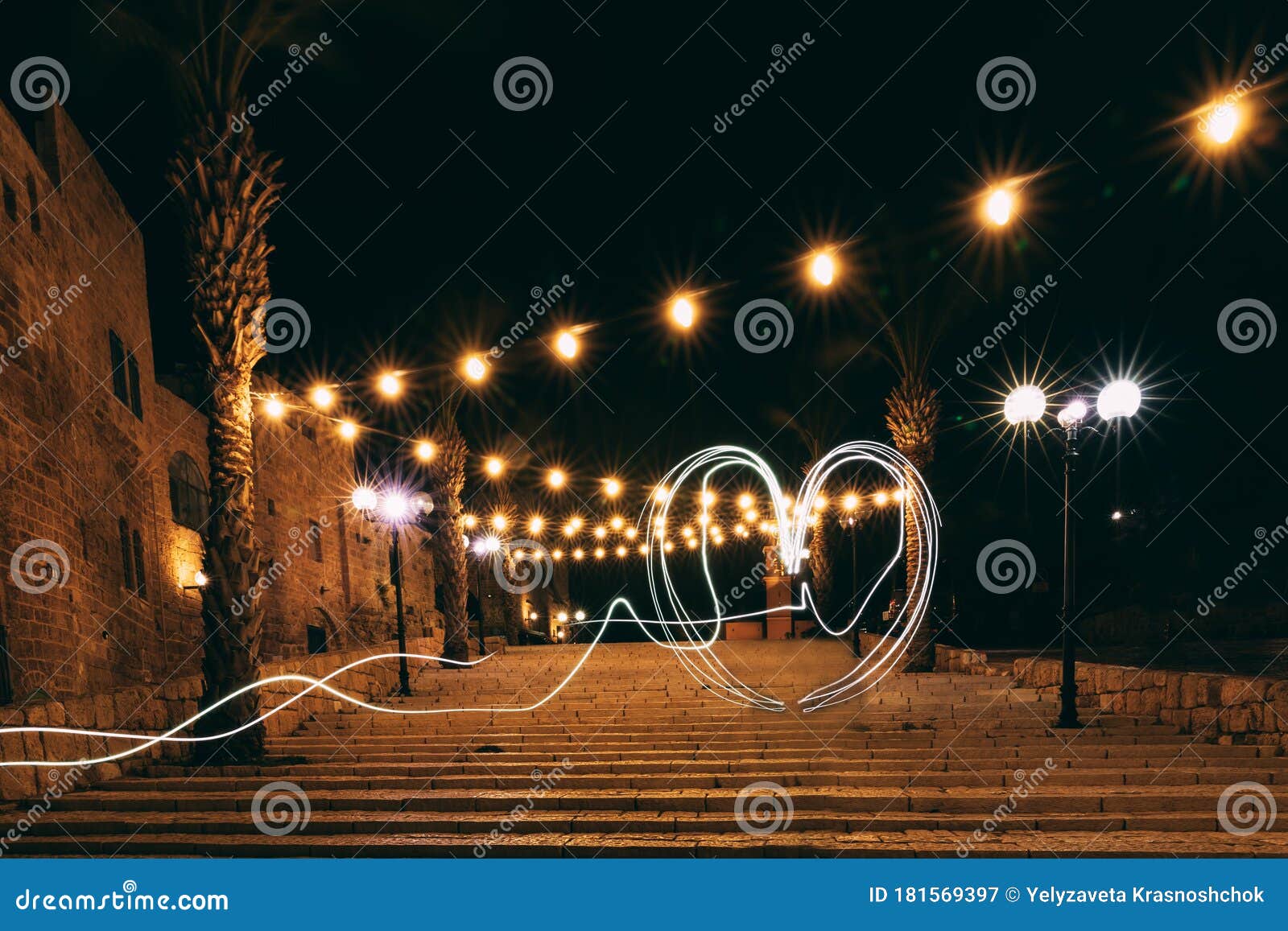 A Heart-shaped Light Drawing on a Long Step on the Steps in Jaffa ...
