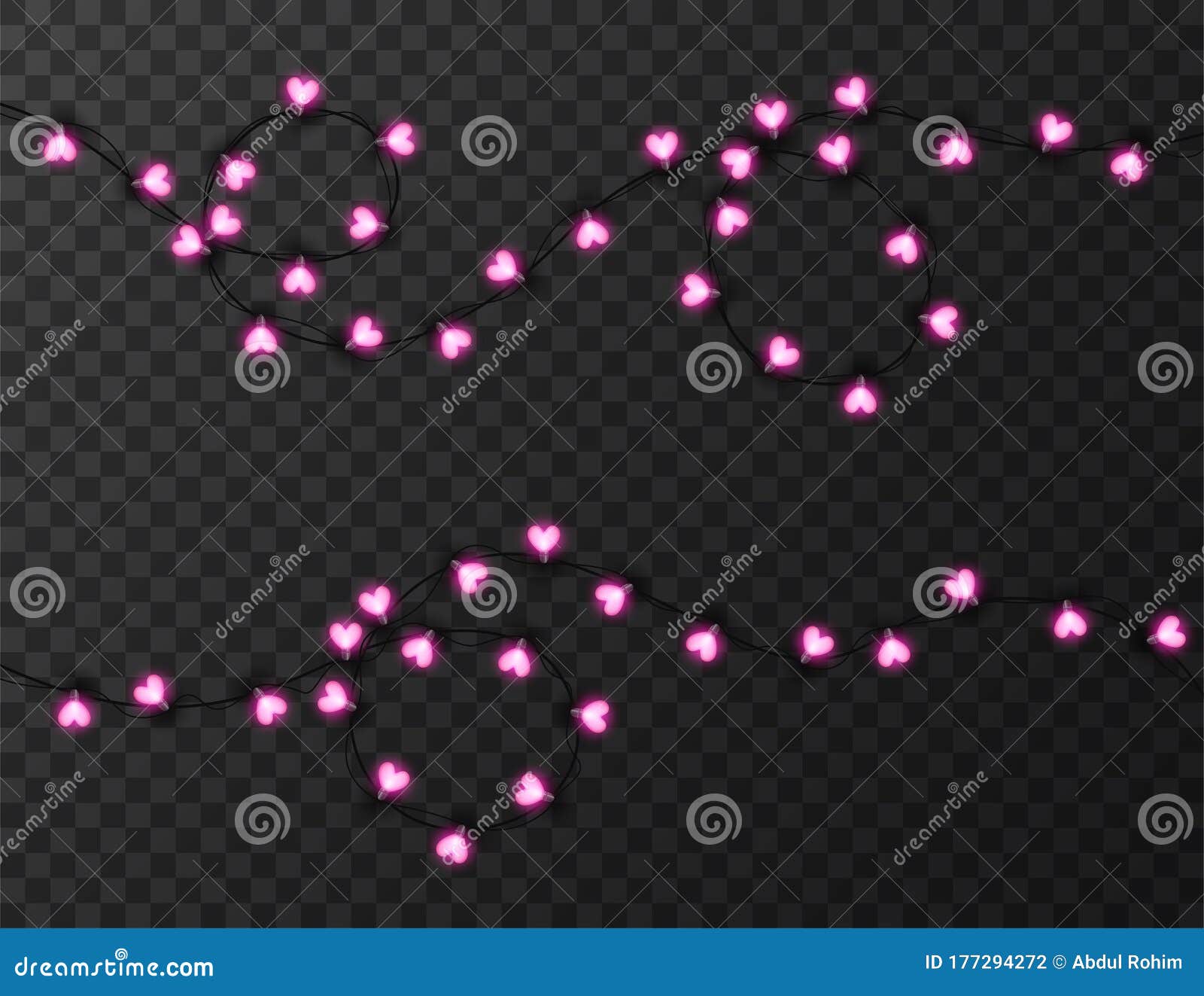 Heart Shaped Lights Isolated on Transparent Background, Design Vector ...