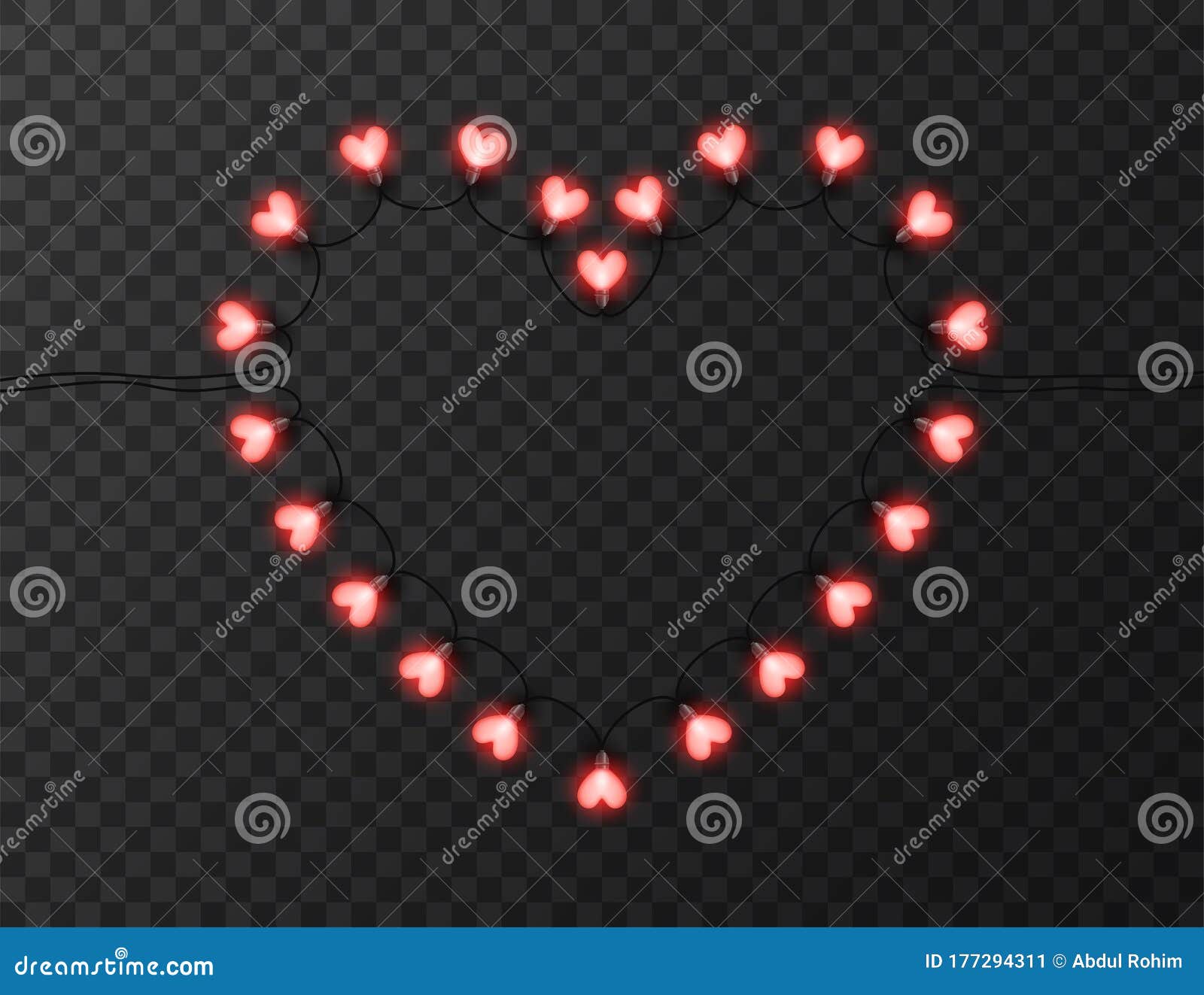Heart Shaped Lights Isolated on Transparent Background, Design Vector ...